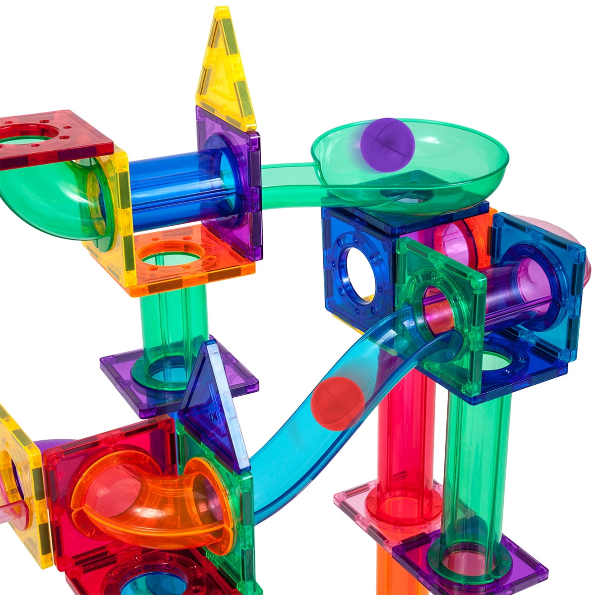 PicassoTiles 4 PC Marbles for Marble Run Race Track Building Block ...