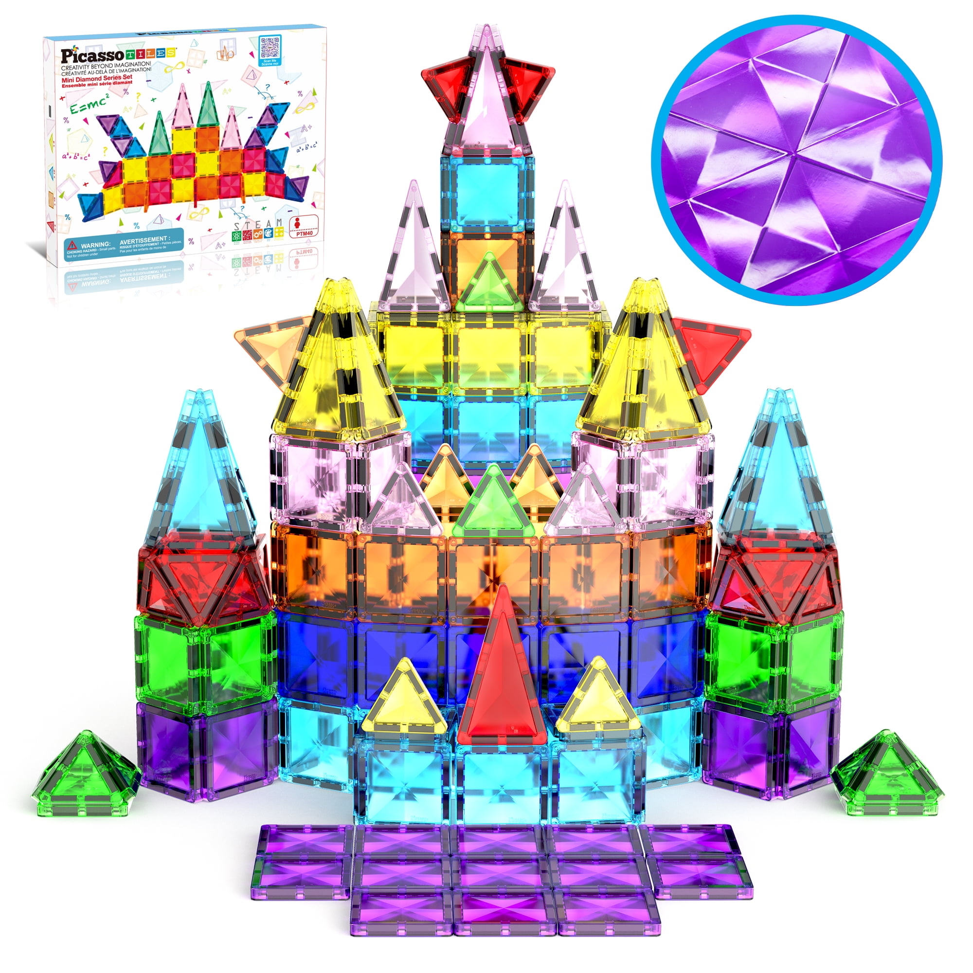 PICASSO TILES, Magnetic Tiles, 40pcs, STEM Construction Blocks ...
