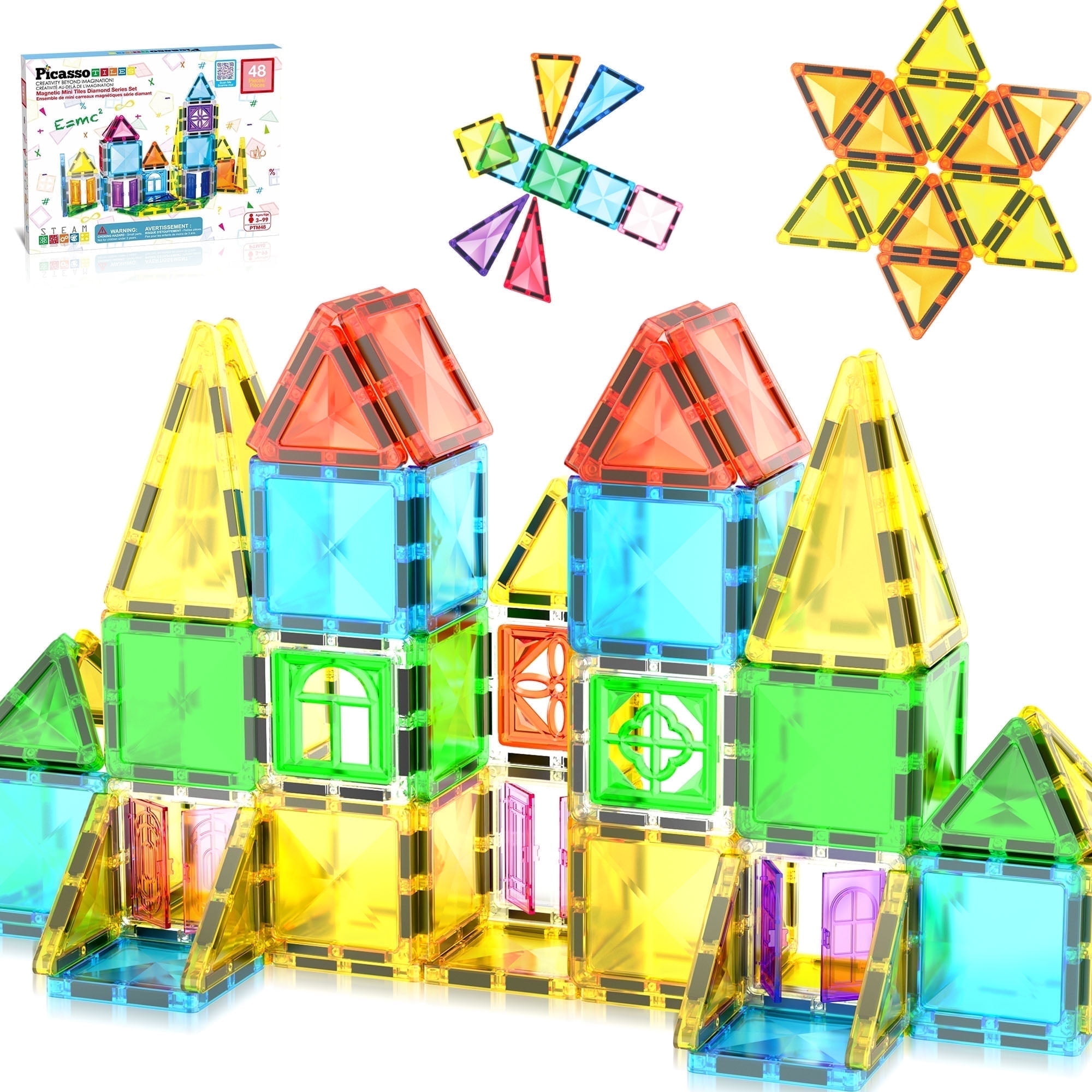 PICASSO-TILES 48-Piece Magnetic Building Blocks for Kids - Walmart.com