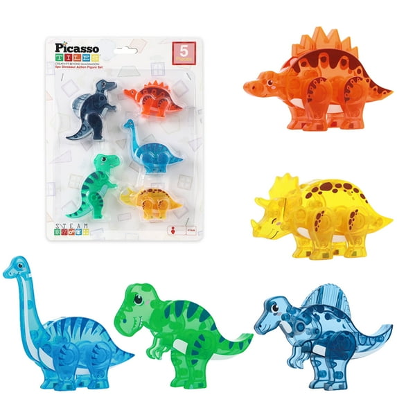 PICASSO TILES Dinosaur Magnetic Tiles Accessory Set, 5 pc, STEM ...