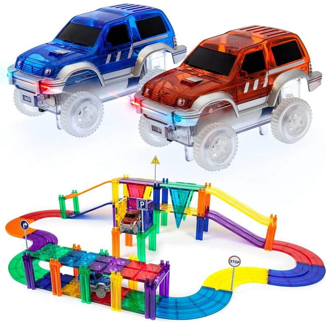 PicassoTiles 50 PC Race Track, Magnetic Tiles, Magnetic Building Toys ...