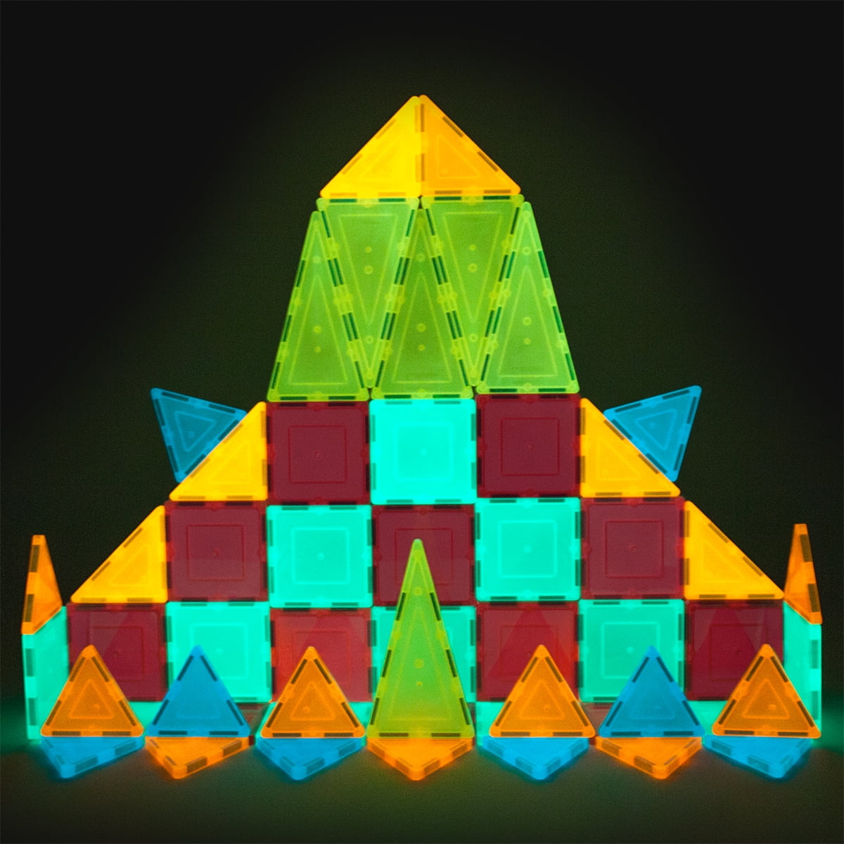 PicassoTiles 60 PC Glow in the Dark, Magnetic Building Blocks STEM Toys ...