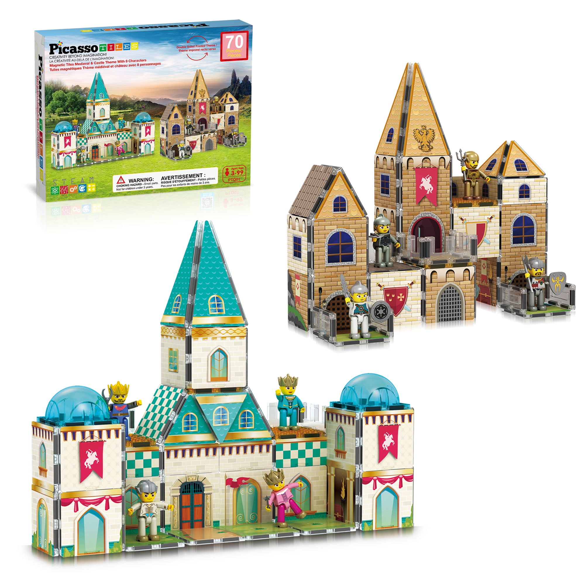 PICASSO-TILES 70 PC Medieval Castle Themed Magnetic Building Blocks for ...