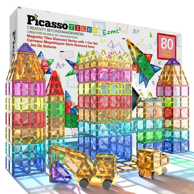 PicassoTiles 80pc Magnetic Building Blocks Set, Play Toys for Kids 3 ...