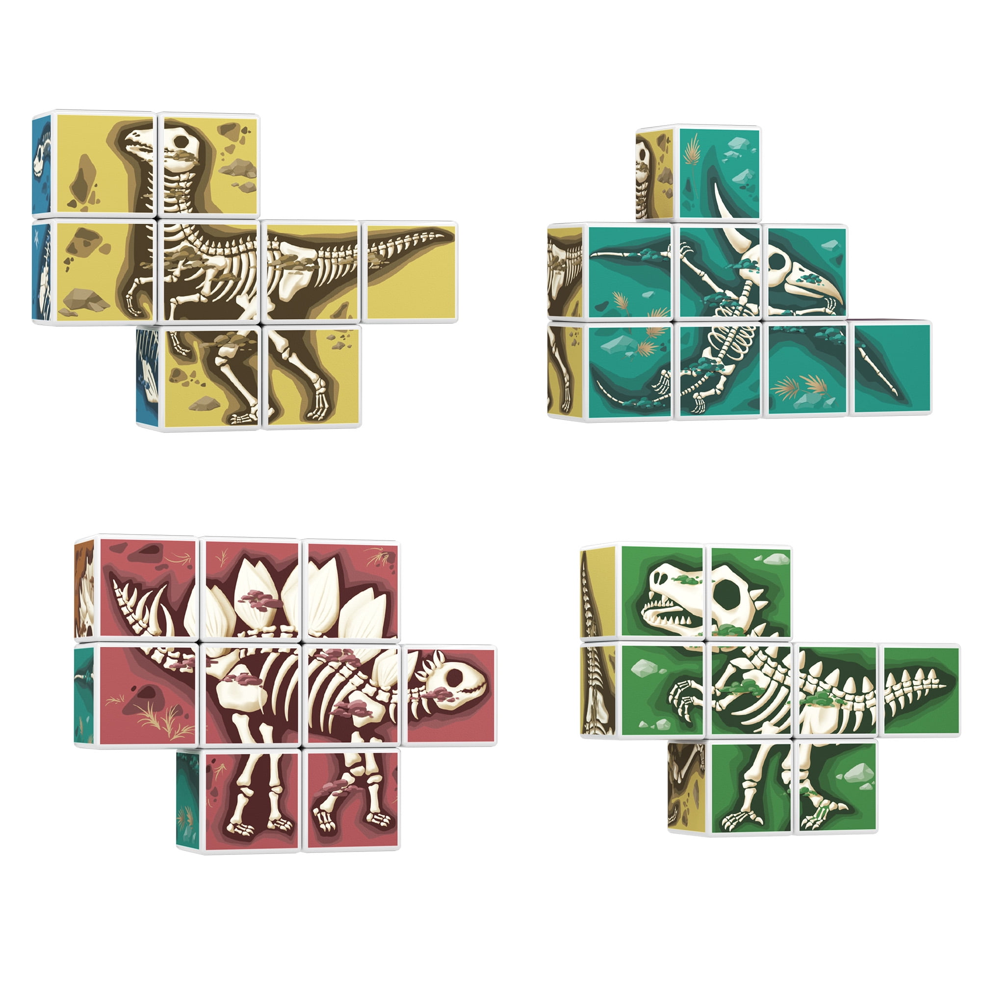 PicassoTiles Magnetic 3D Puzzle Building Cube Blocks Dinosaur Fossil ...
