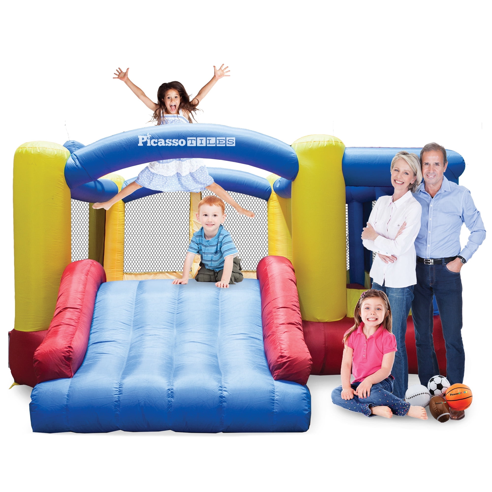 PicassoTiles Large Outdoor Inflatable Bounce House with Slide, Dunk ...