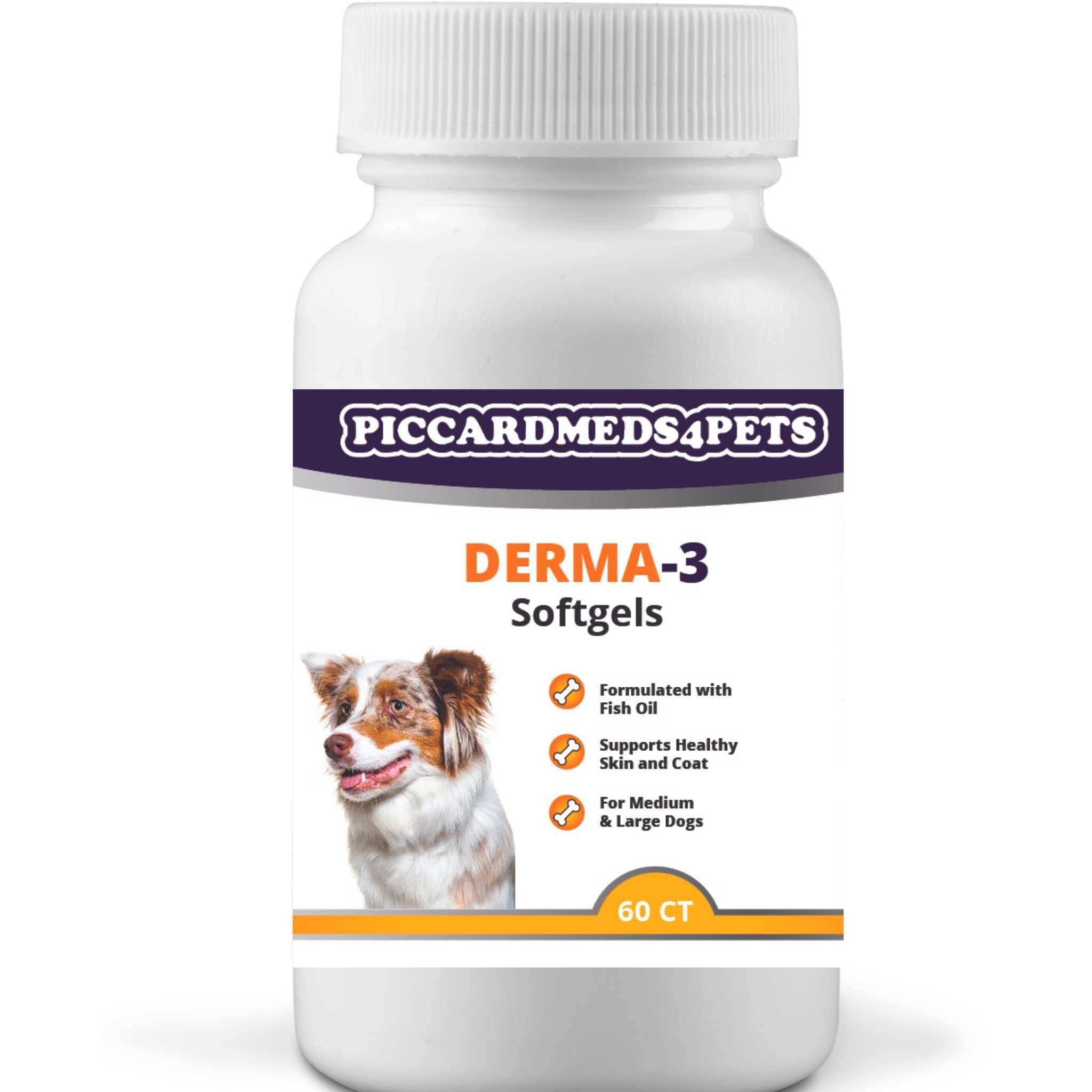 PiccardMeds4Pets Derma-3 Omega-3 & Vitamin Supplements for Medium to ...