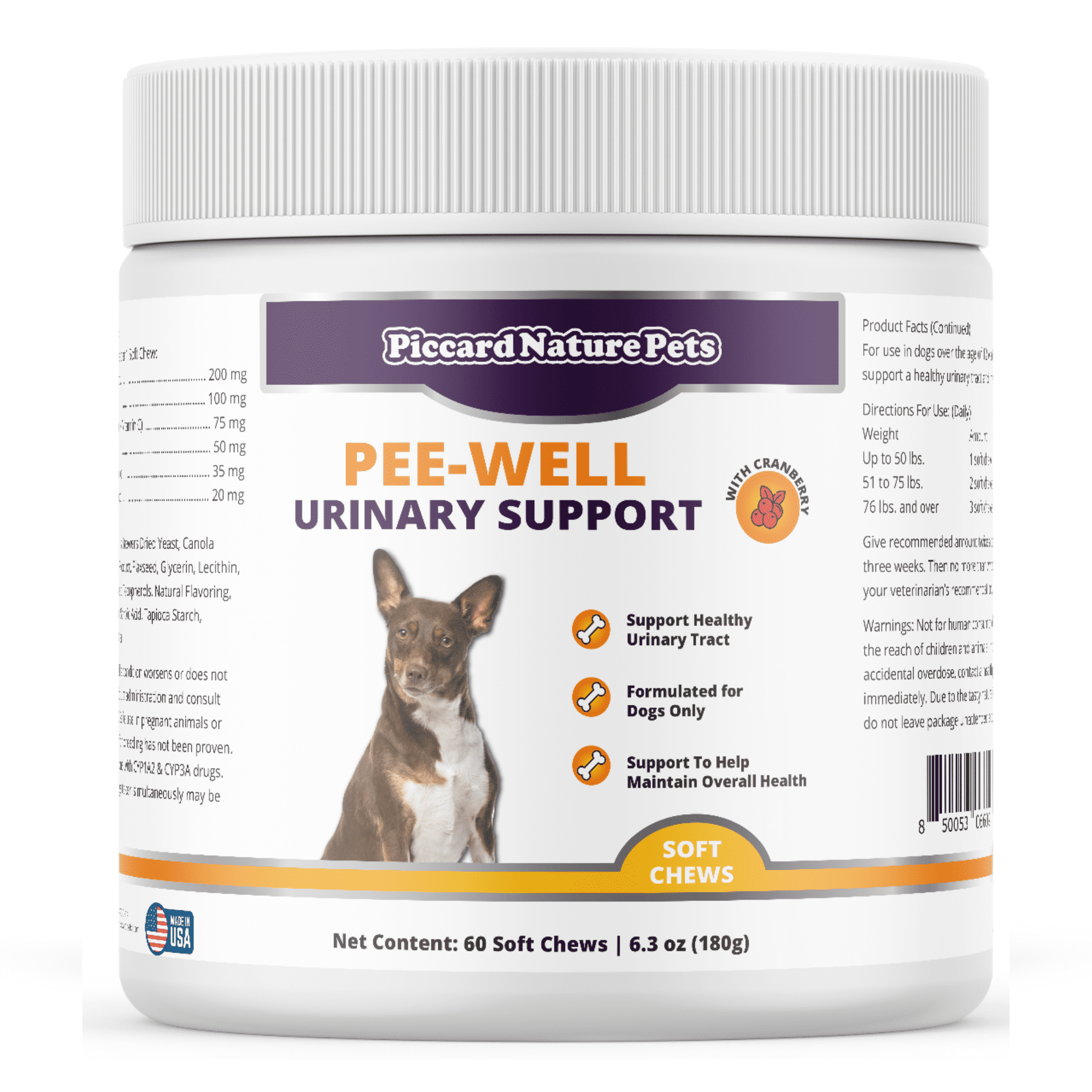 PiccardNaturePets Pee-Well Urinary Bladder Support for Dogs 60ct ...