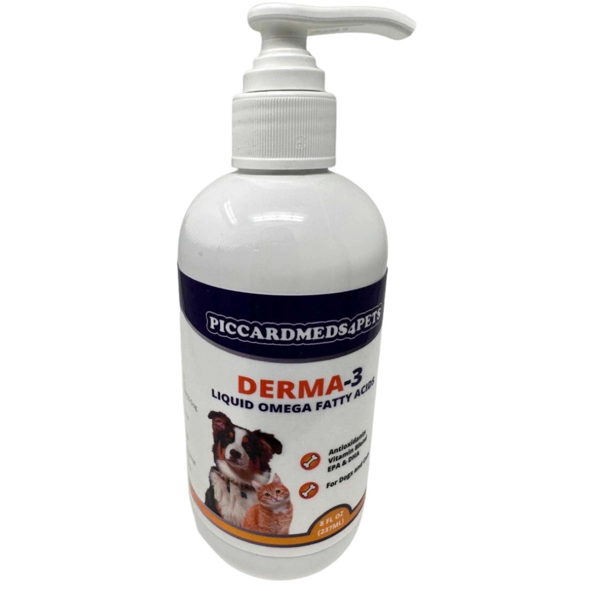Piccardmeds4pets Derma-3 Liquid Omega-3 Fatty Acids w/Pump 8 oz ...