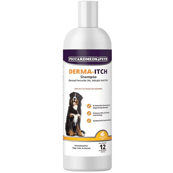 Piccardmeds4pets Medicated Dog & Cat Shampoo, Derma-Itch Benzoyl ...