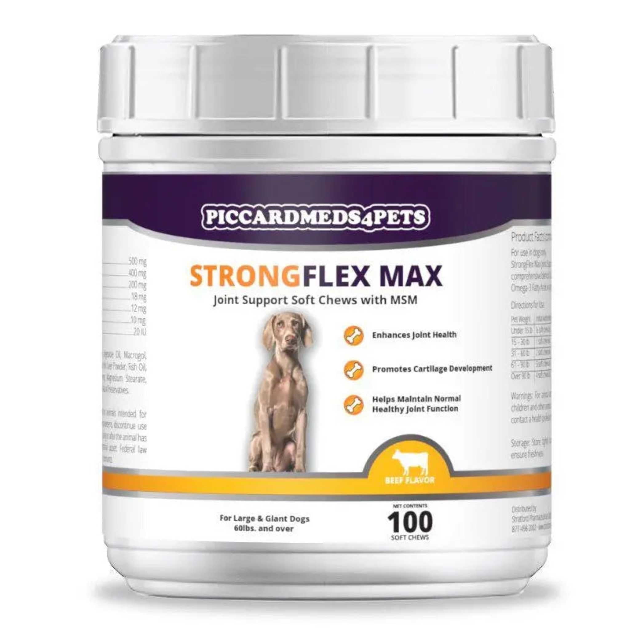 Piccardmeds4pets StrongFlex Max Joint Support Chews LG Dogs 100ct ...
