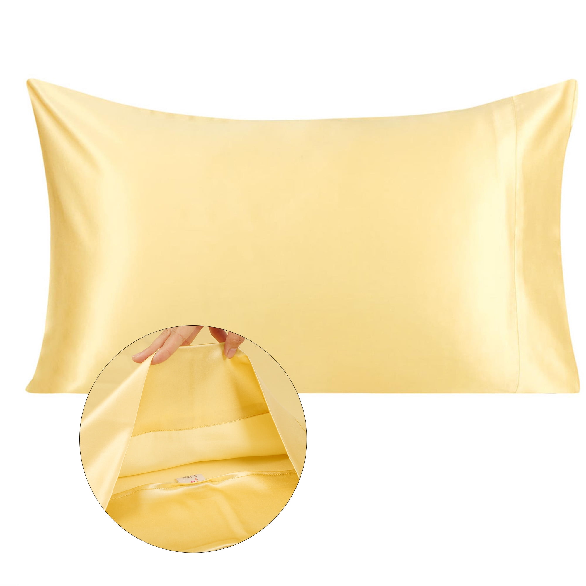 PiccoCasa 1 Pack Luxury Silk Pillowcase Champagne Color Queen(20"x30 ...