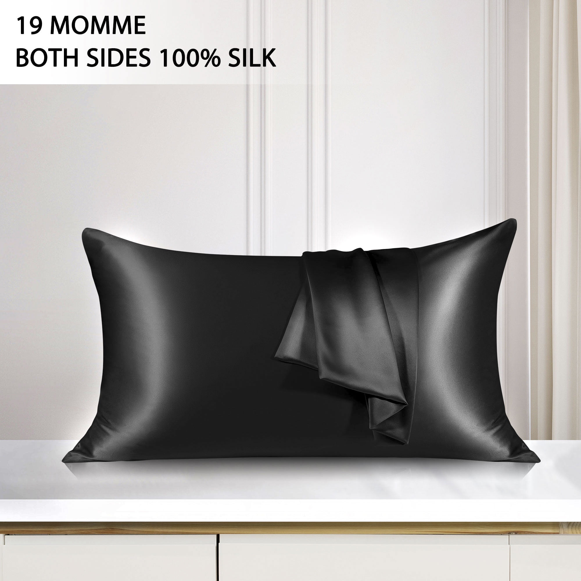 PiccoCasa 1 Pc 19 Momme Silk Pillowcase with Hidden Zipper Standard ...