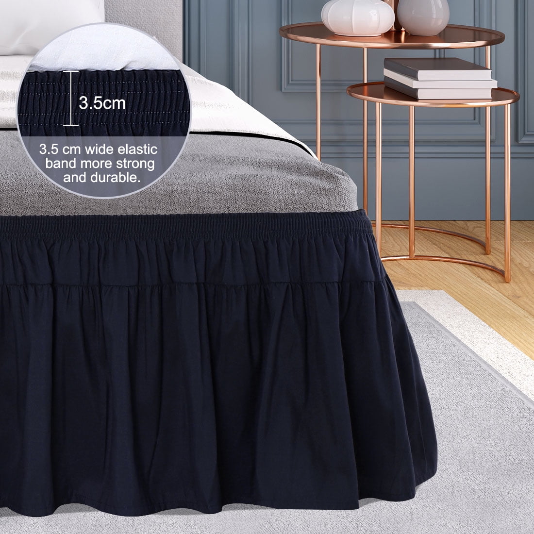 PiccoCasa 1Pcs Polyester Brushed Bed Skirt Elastic Dust Ruffles 16 Inch ...