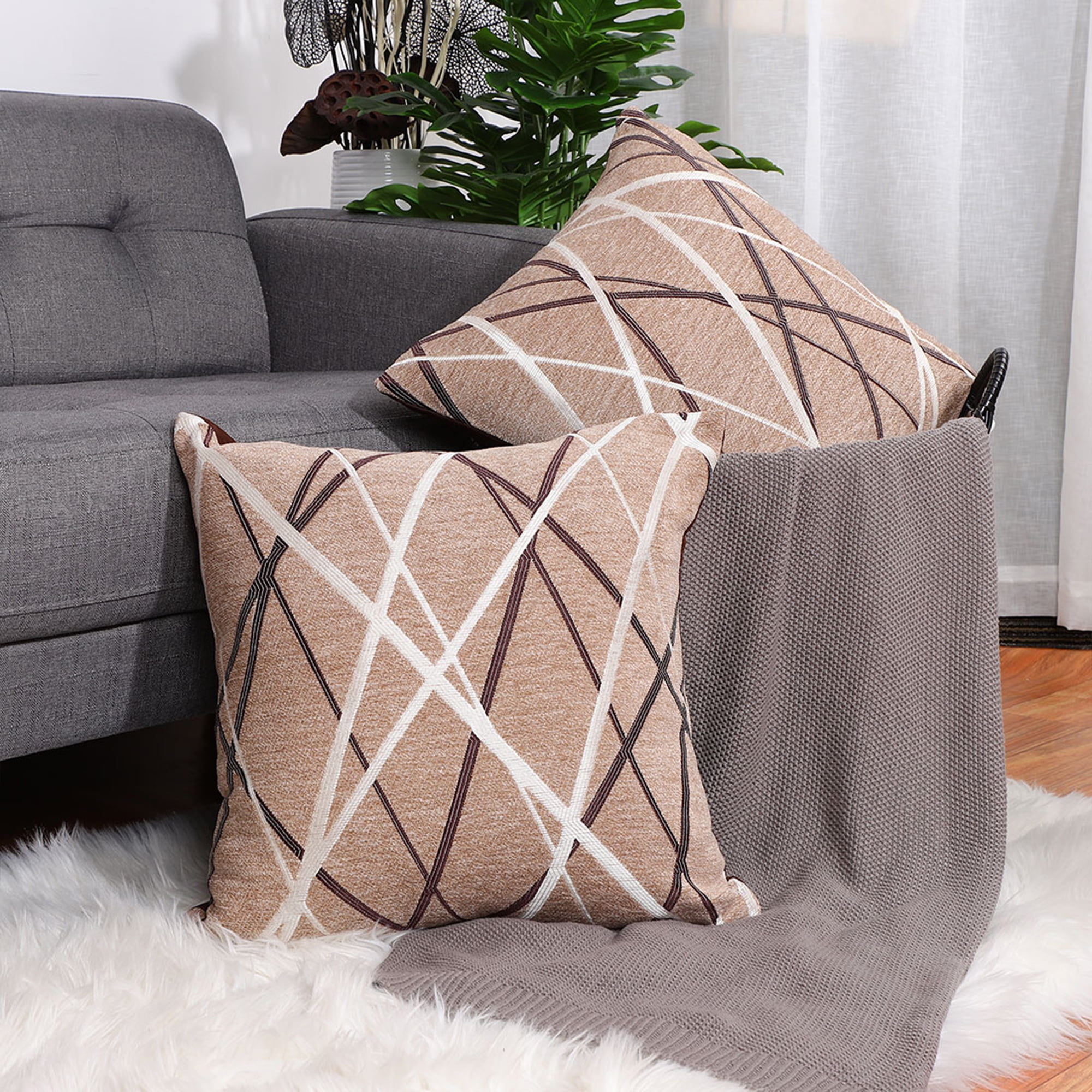 PiccoCasa 2 Pack Polyester Cushion Covers Stylish Simplicity Sofa Throw ...
