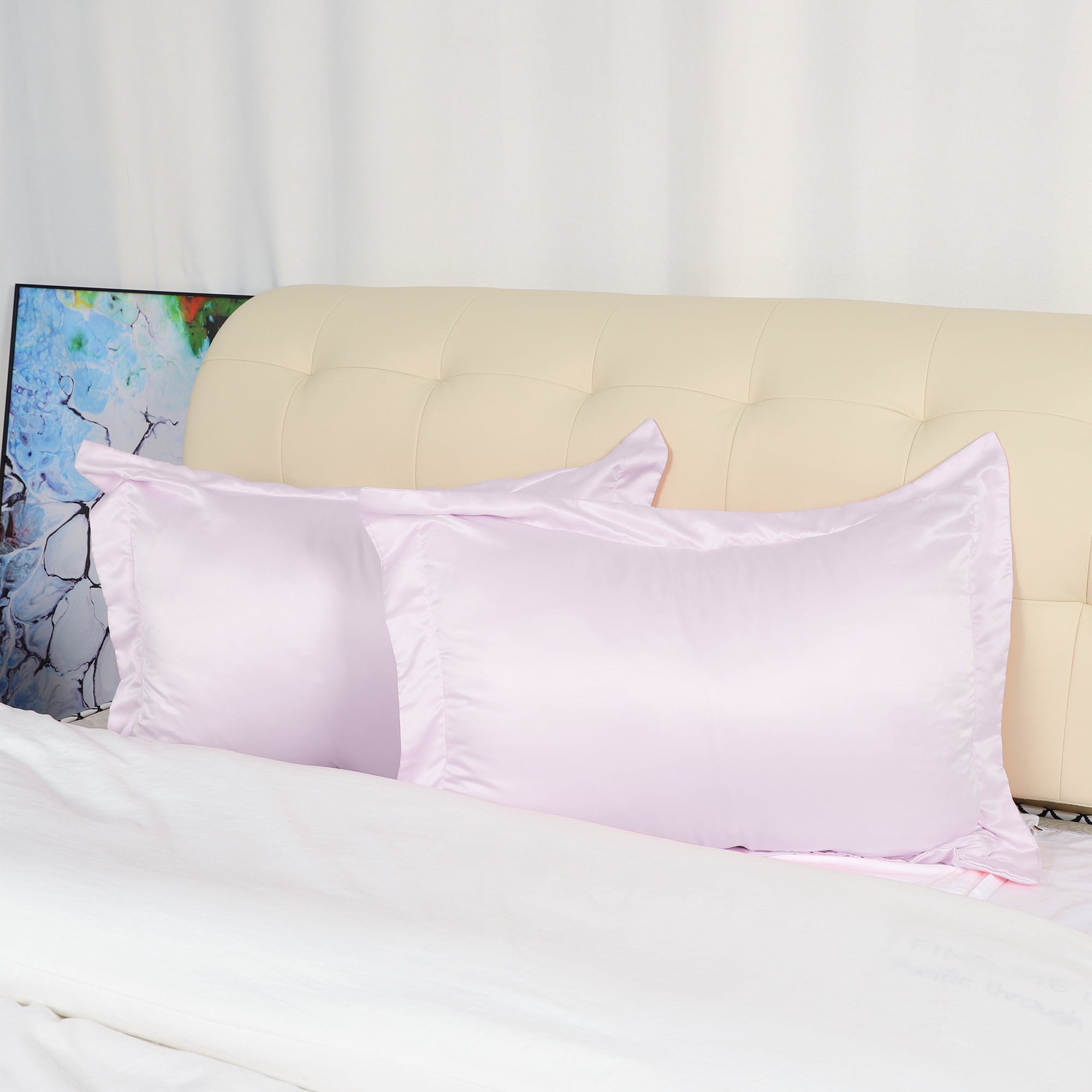PiccoCasa 2 Pack Satin Pillow Shams with Envelope Closure, Lavender ...