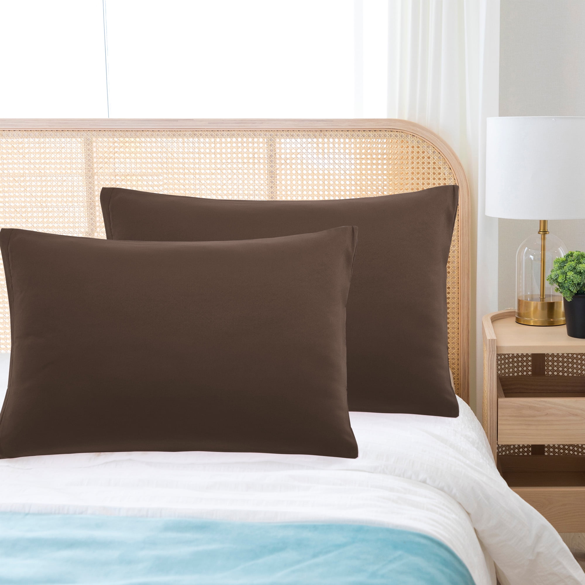 "PiccoCasa 2 Pack Soft Brushed Microfiber Zippered Pillowcases, Brown ...