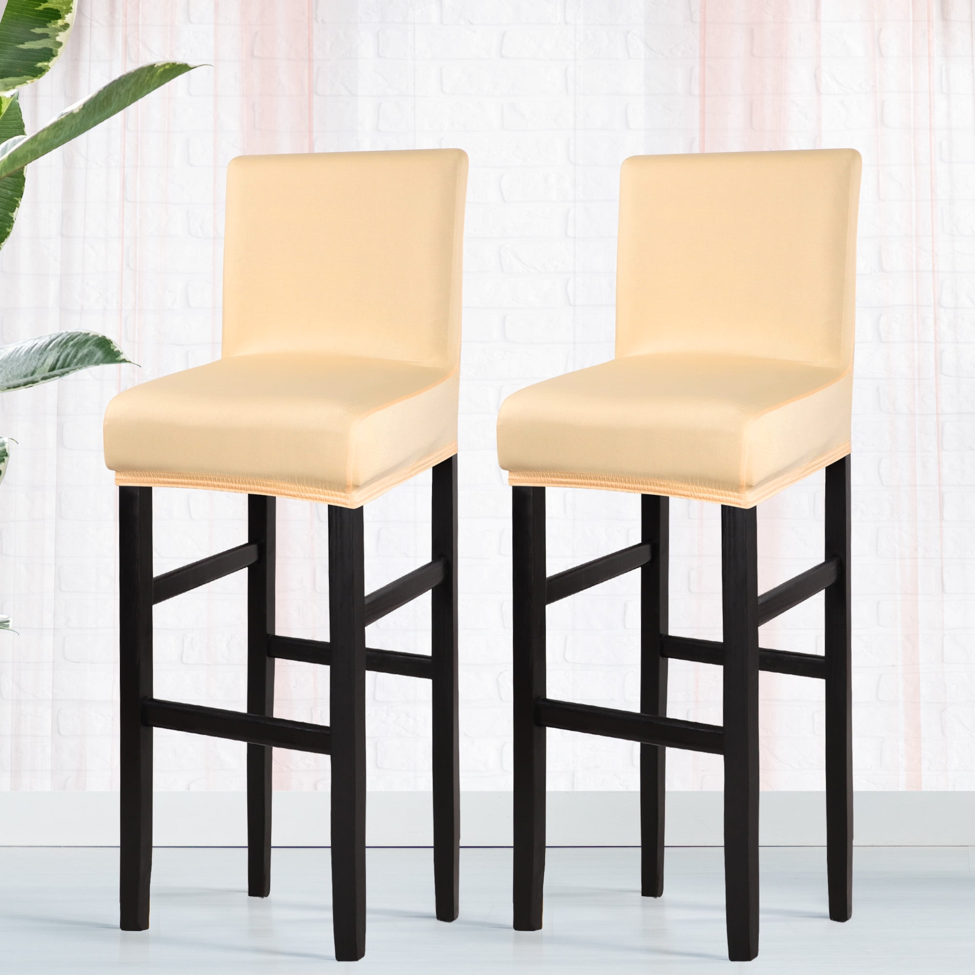 PiccoCasa 2 Pack Stretch Spandex Bar Stool Covers for Short Back Chair ...