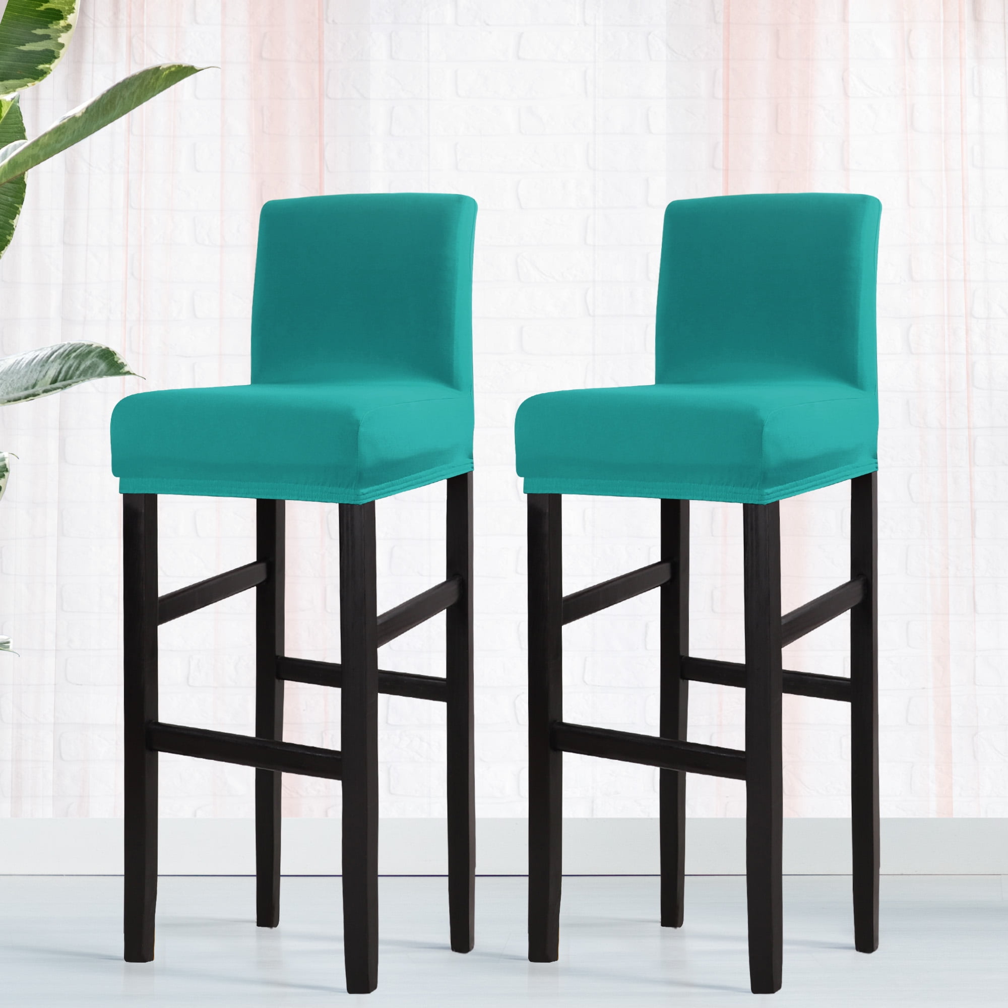 PiccoCasa 2 Pack Stretch Spandex Bar Stool Covers for Short Back Chair ...
