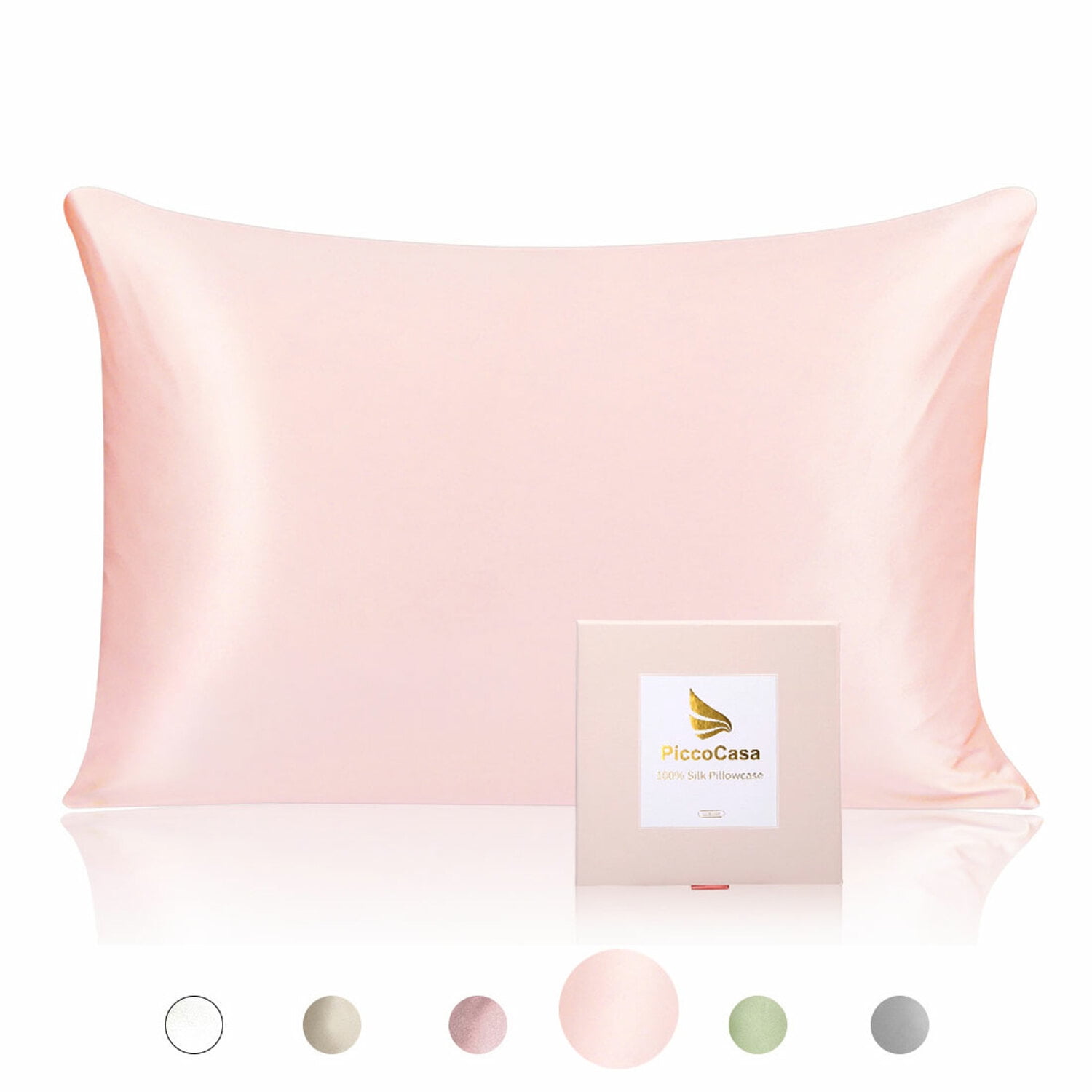 PiccoCasa 25 Momme Silk Pillowcase with Zipper Closure, Standard Pink ...