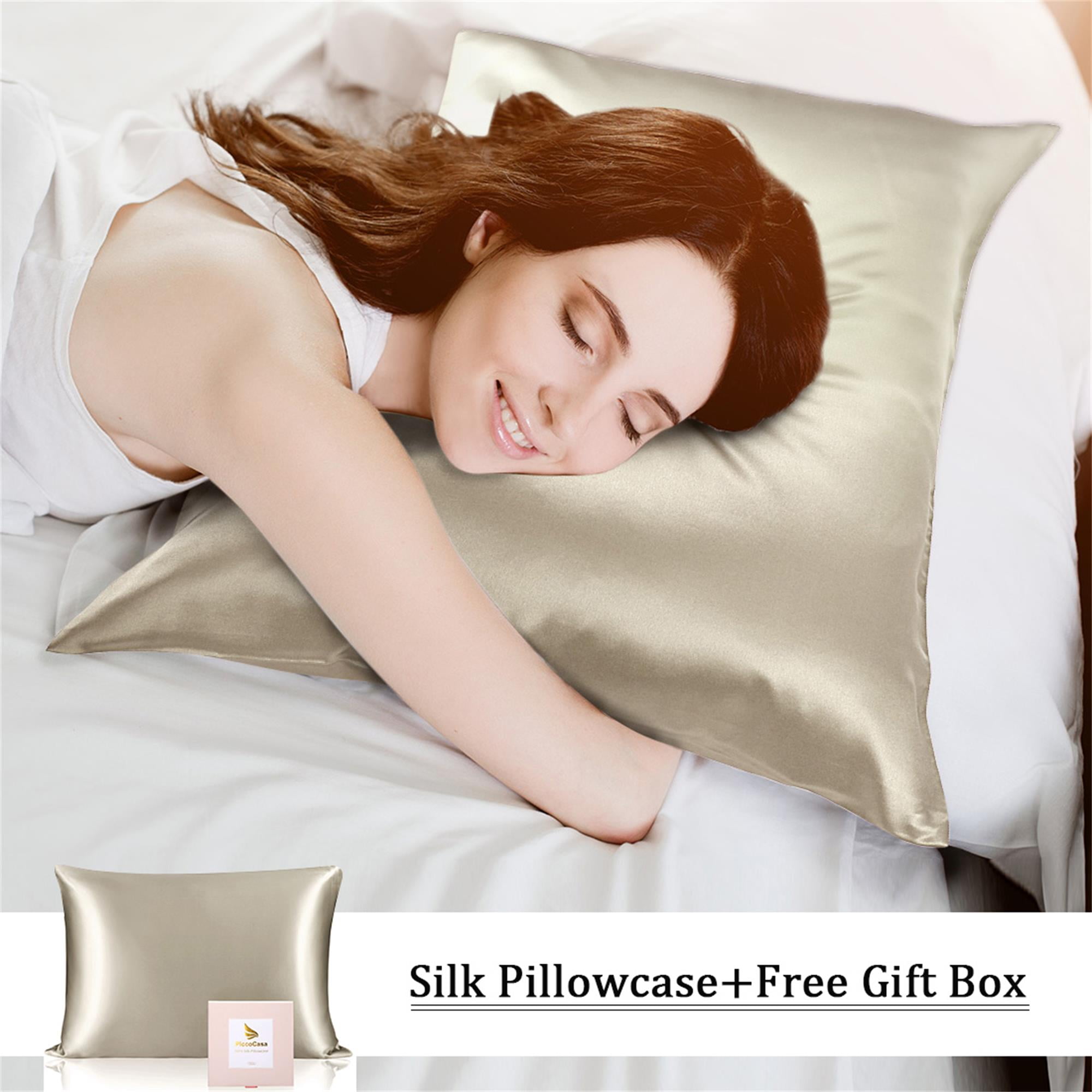 PiccoCasa 25 Momme Silk Pillowcase with Zipper, Taupe Standard(20"x26 ...