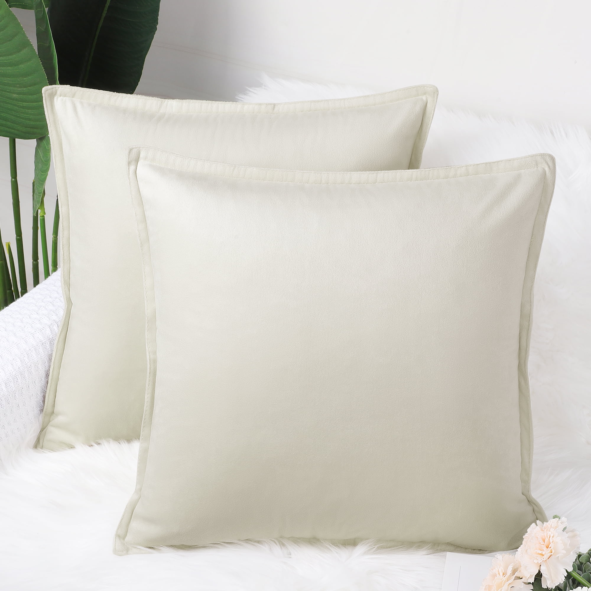 PiccoCasa 2Pcs 18x18 Decorative Velvet Throw Pillow Covers, Soft Square ...