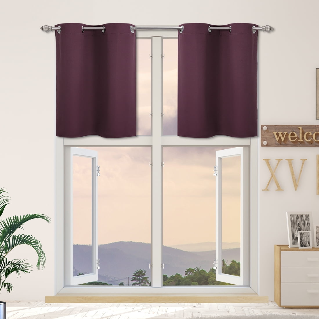 PiccoCasa 2Pcs Blockout Window Curtain for Kitchen, 29 x 18 inch ...