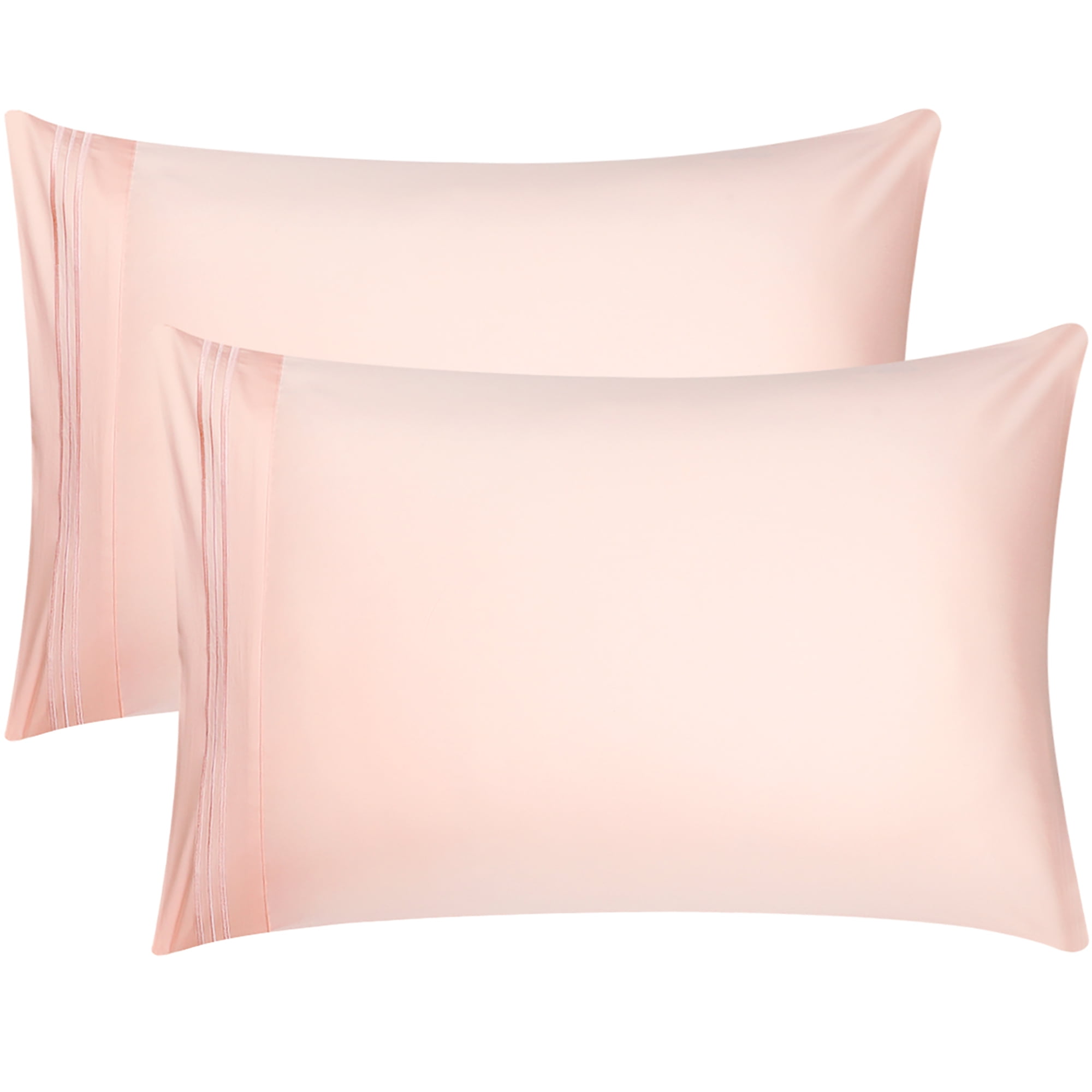 PiccoCasa 2Pcs Long-Staple Cotton Pillowcases, Pink, Queen(20"x30 ...