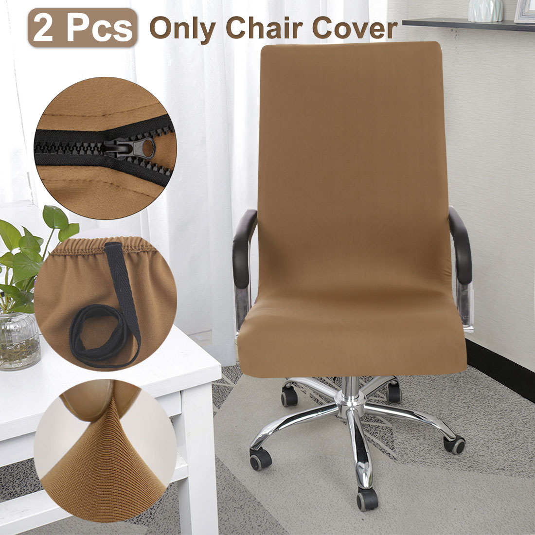 PiccoCasa 2Pcs Stretch Office Chair Slipcovers Swivel Computer Chair ...