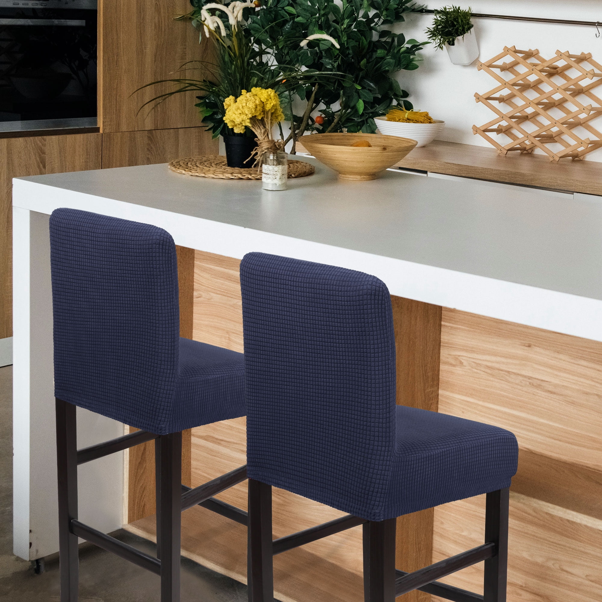 PiccoCasa 2Pcs Stretch Spandex Bar Stool Covers for Short Back Chair ...