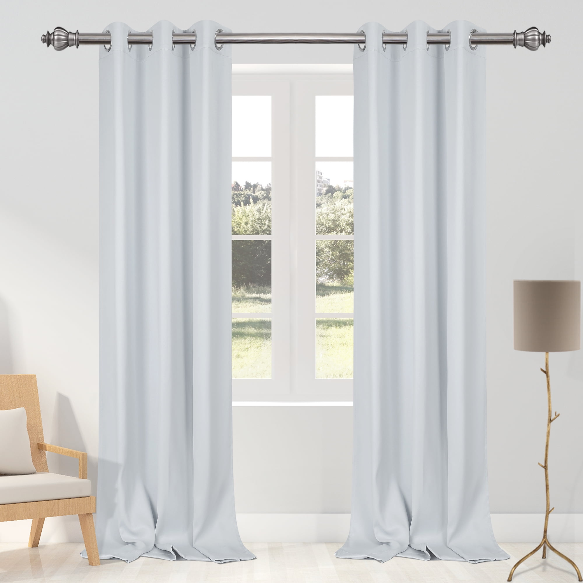 PiccoCasa 2pcs Blockout Thermal Insulated Grommet Window Curtain Panel ...