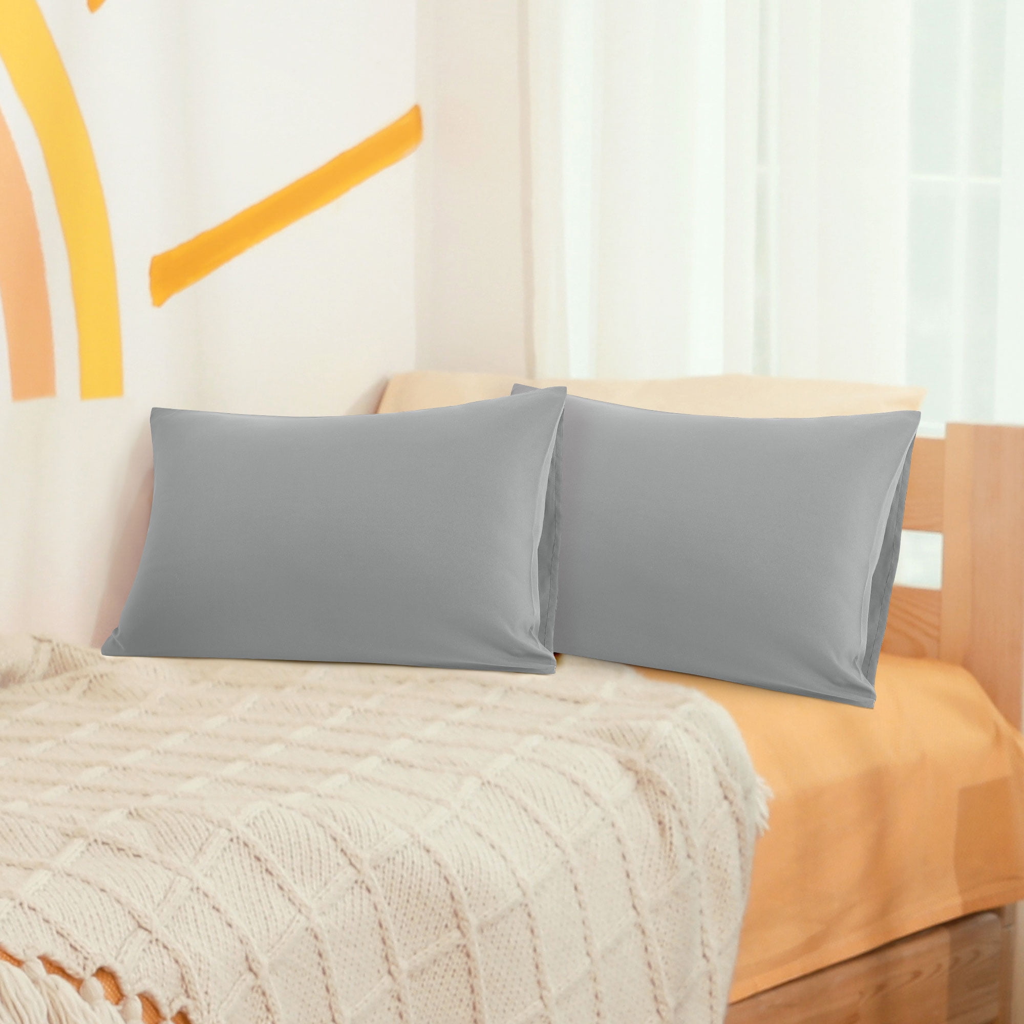 PiccoCasa 2pcs Pillowcases Soft Microfiber,No Wrinkle,King, Light Gray ...