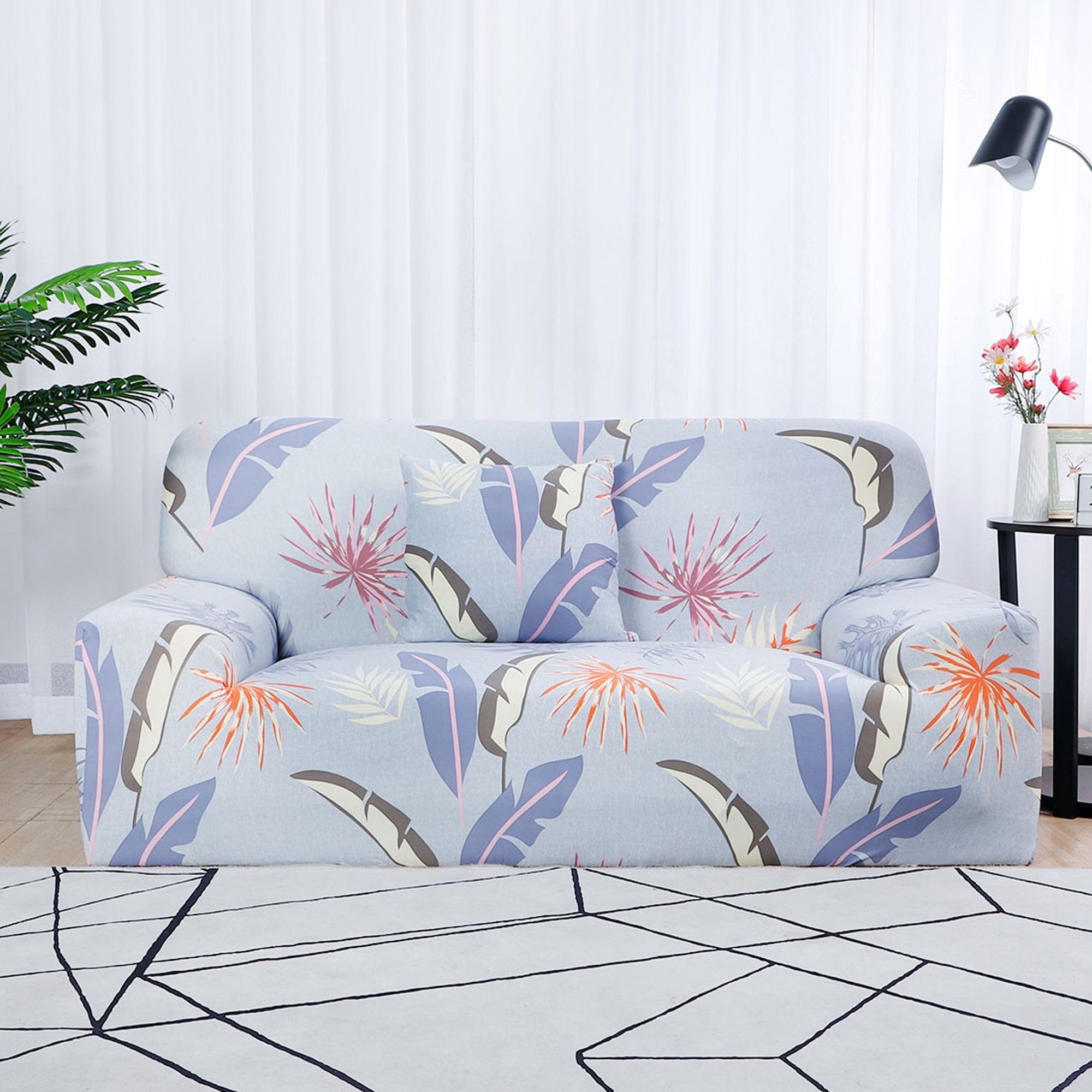 PiccoCasa 3 Seater Sofa Slipcovers Stretch Couch Covers with Folral ...