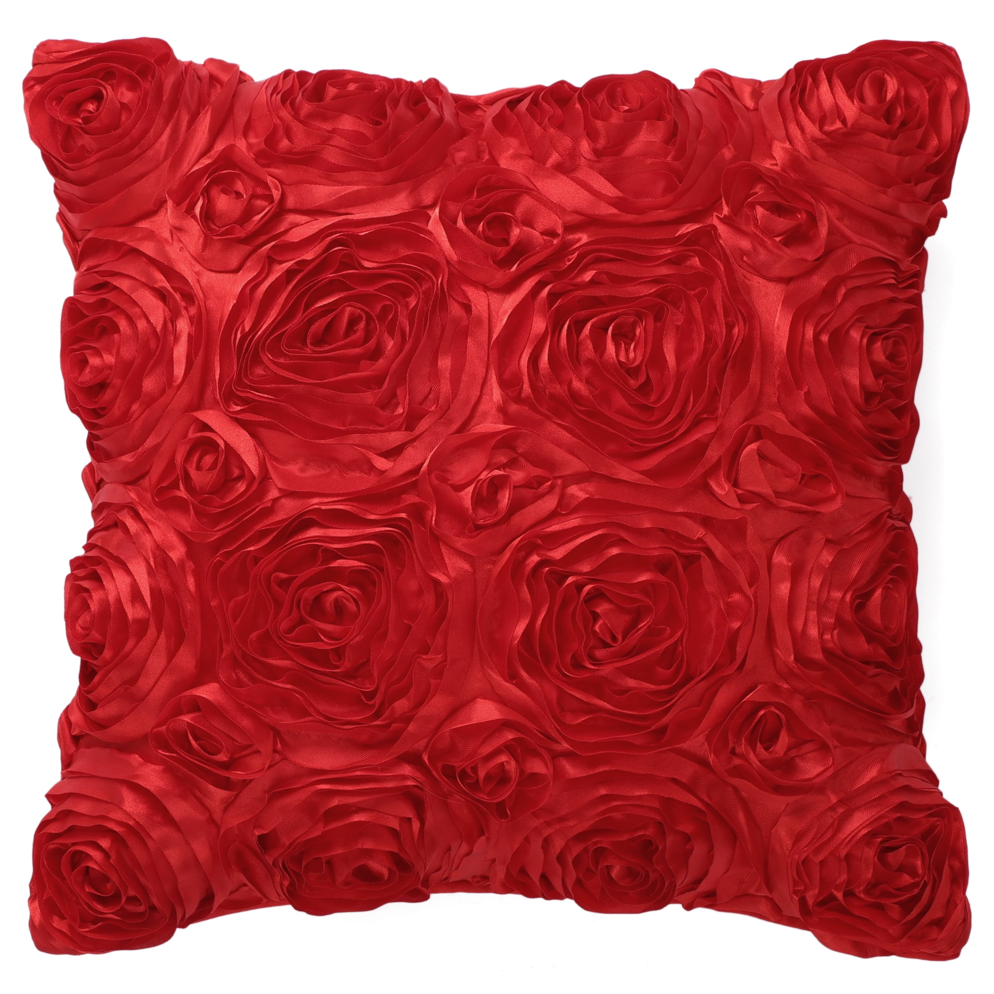 PiccoCasa 3D Satin Rose Throw Pillowcase 16"x16" Decorative Throw ...