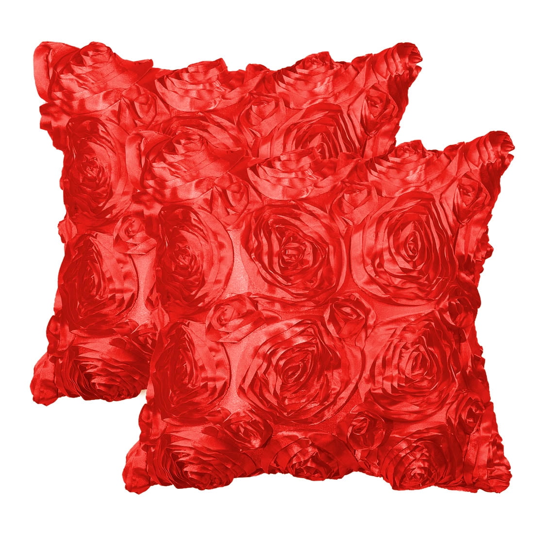 PiccoCasa 3D Satin Rose Throw Pillowcases 16"x16" Decorative Throw ...