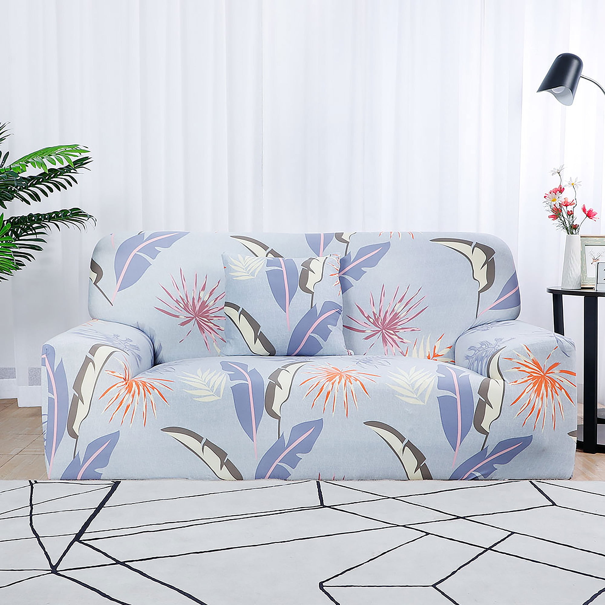 PiccoCasa 4 Seater Sofa Slipcover Spandex Couch Cover, X-Large Light ...