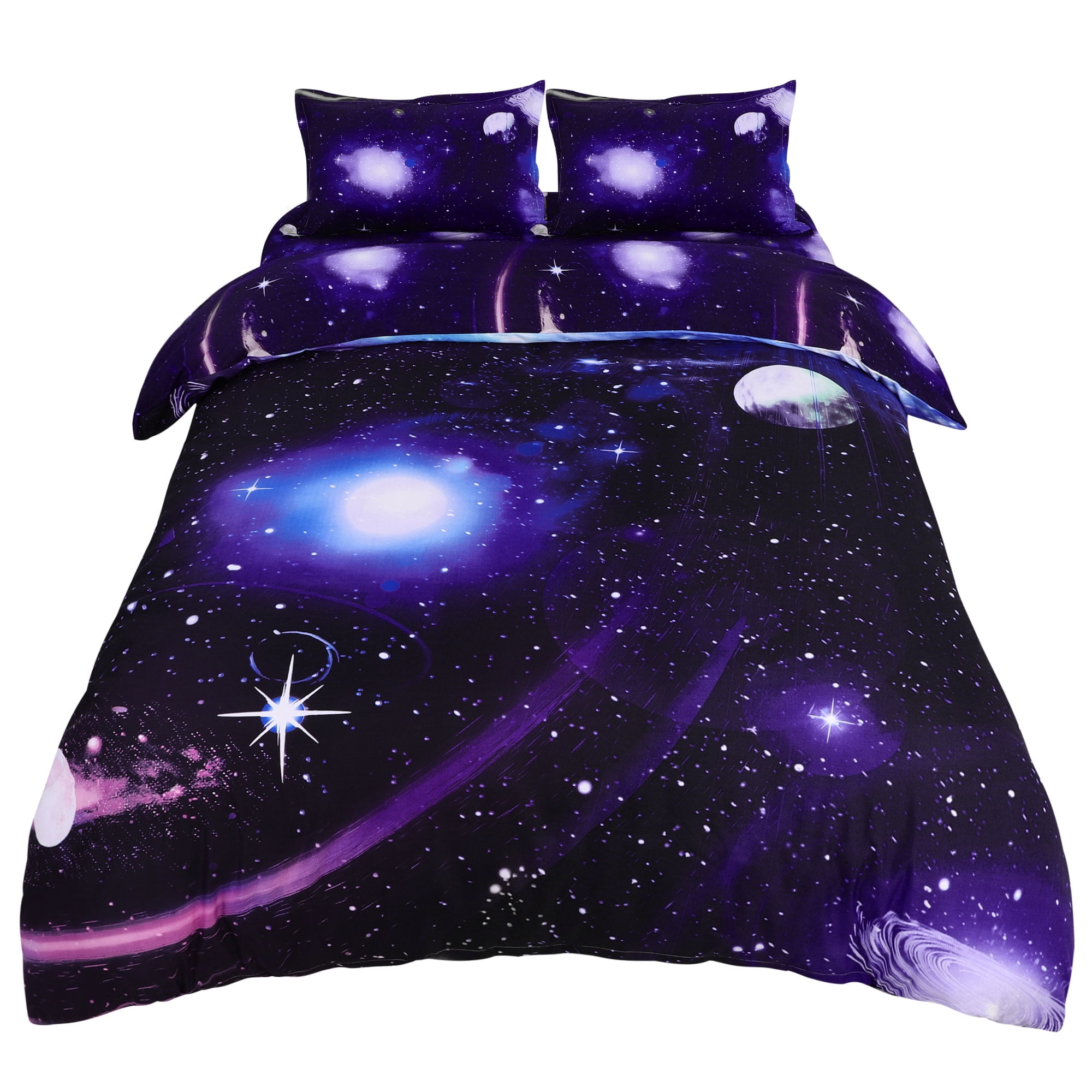 Piccocasa 4pcs Polyester Duvet Cover Set Galaxy Sky Bedding Sheet