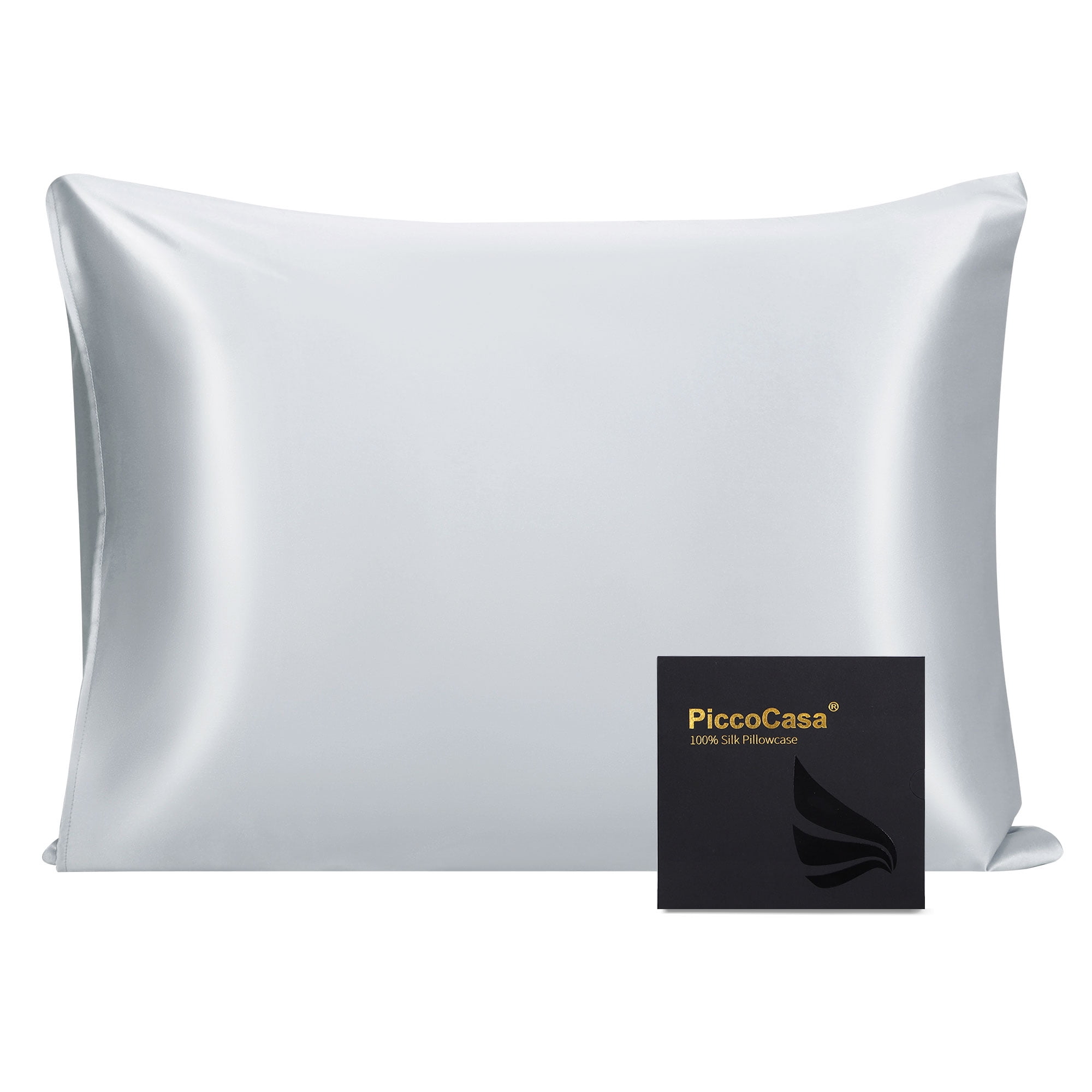 PiccoCasa 550 Thread Count Silk Pillowcase, Silver Gray Queen(20"x30 ...