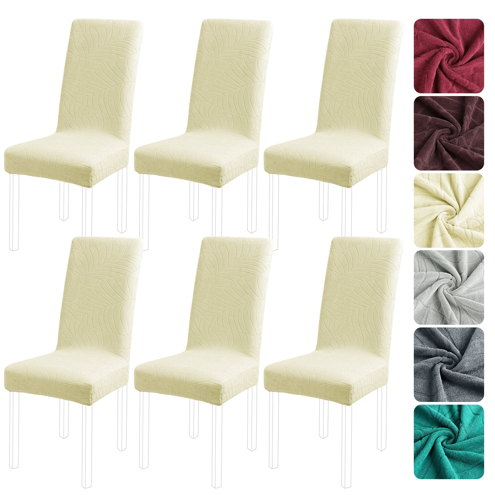 PiccoCasa 6 Pack Jacquard Stretch Armless Chair Covers for Dining Room ...