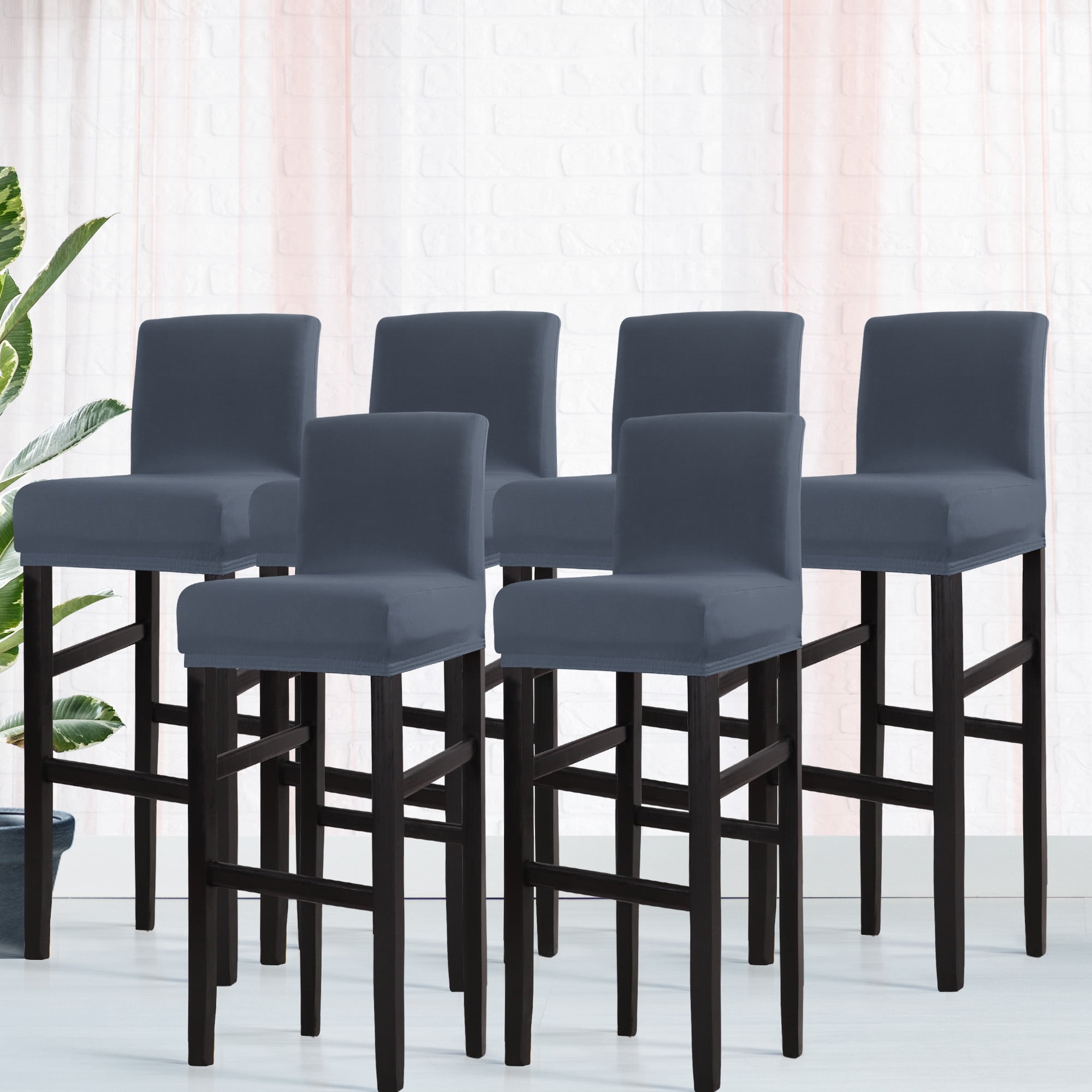 PiccoCasa 6 Pack Stretch Spandex Bar Stool Covers for Short Back Chair ...
