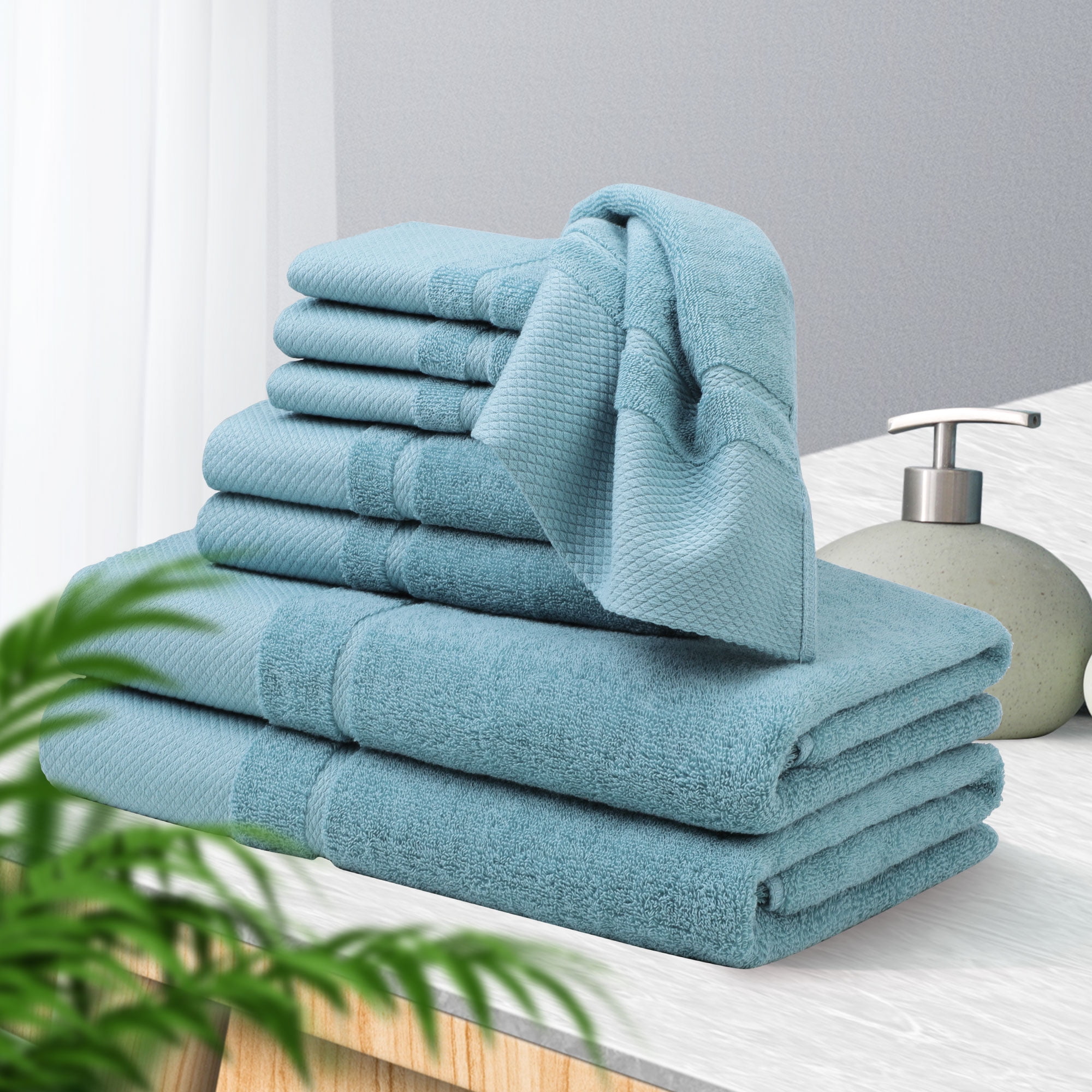 REGALWOVEN Combed Cotton 8 Piece Towel Set, Soft 600 GSM Luxury ...