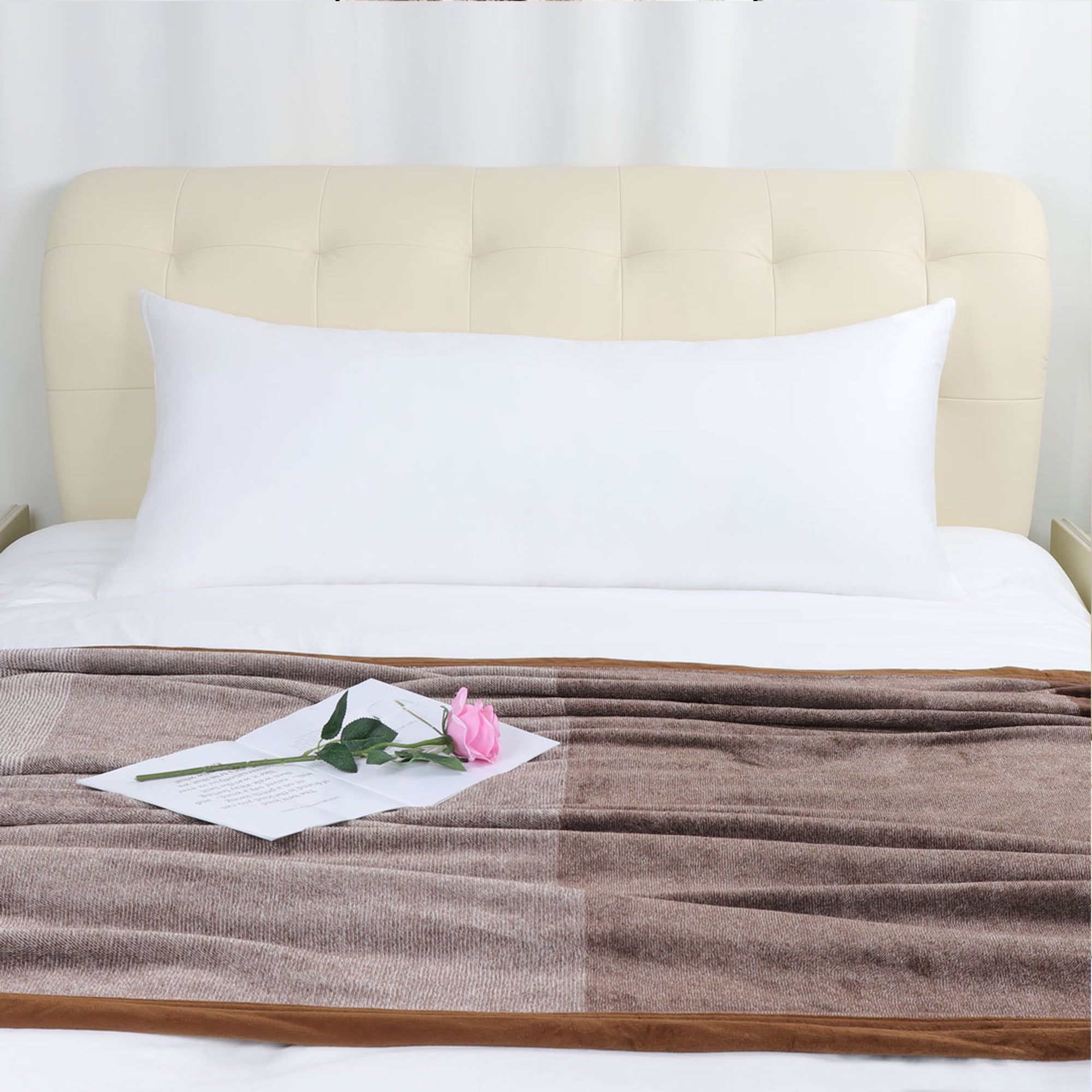 PiccoCasa Body Long Pillowcase Cotton Pillowcase with Zipper King White ...