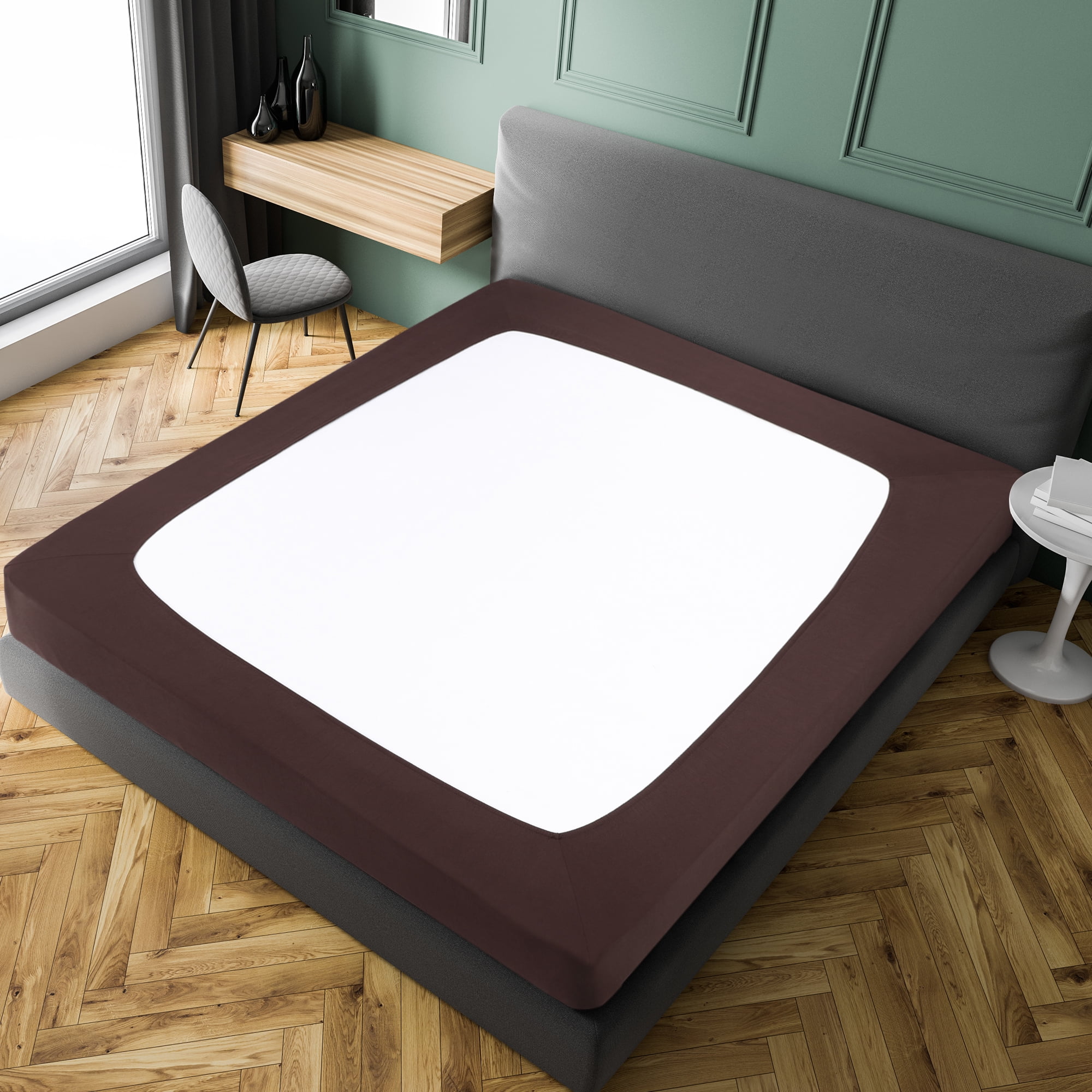 PiccoCasa Queen Size Box Spring Cover, 4 Sides Wrap Around Bed Skirt ...