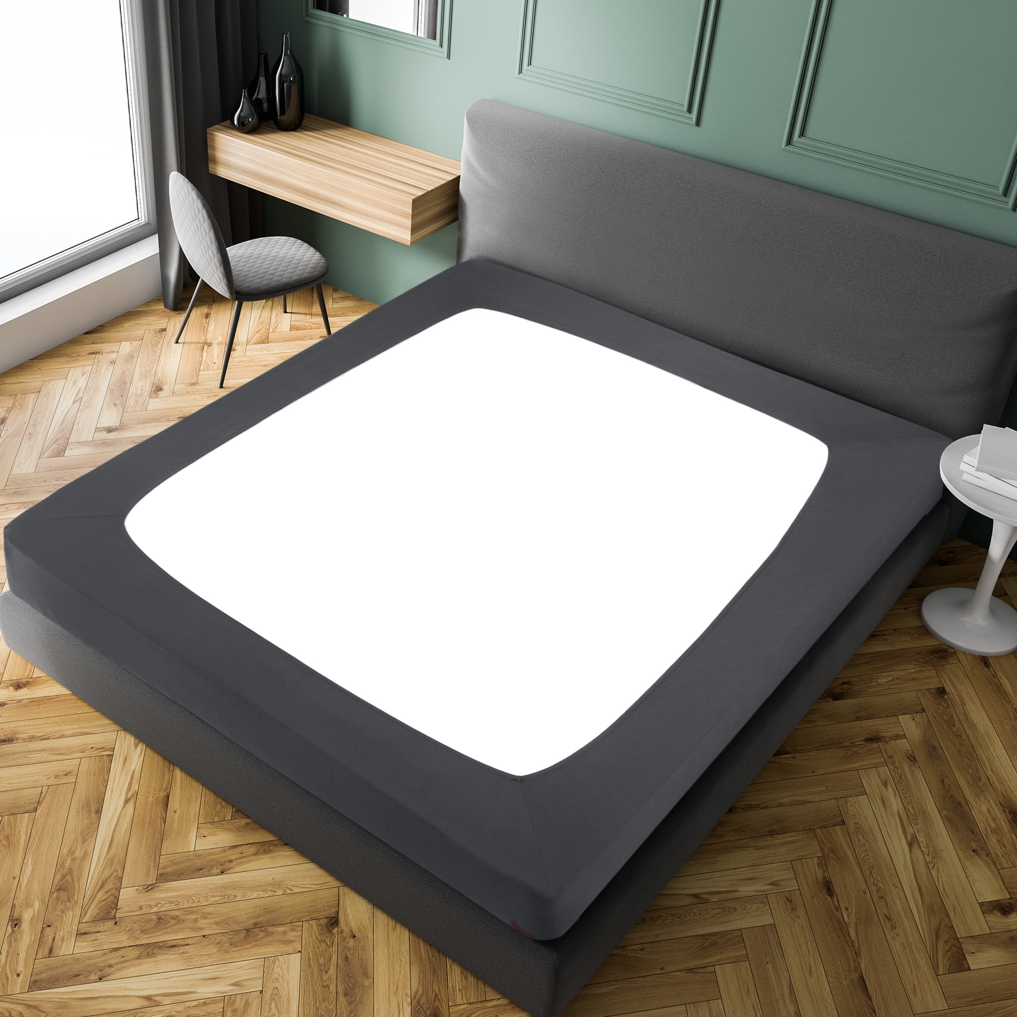 PiccoCasa Queen Size Box Spring Cover Bed Skirt, Slate Grey, Smooth ...