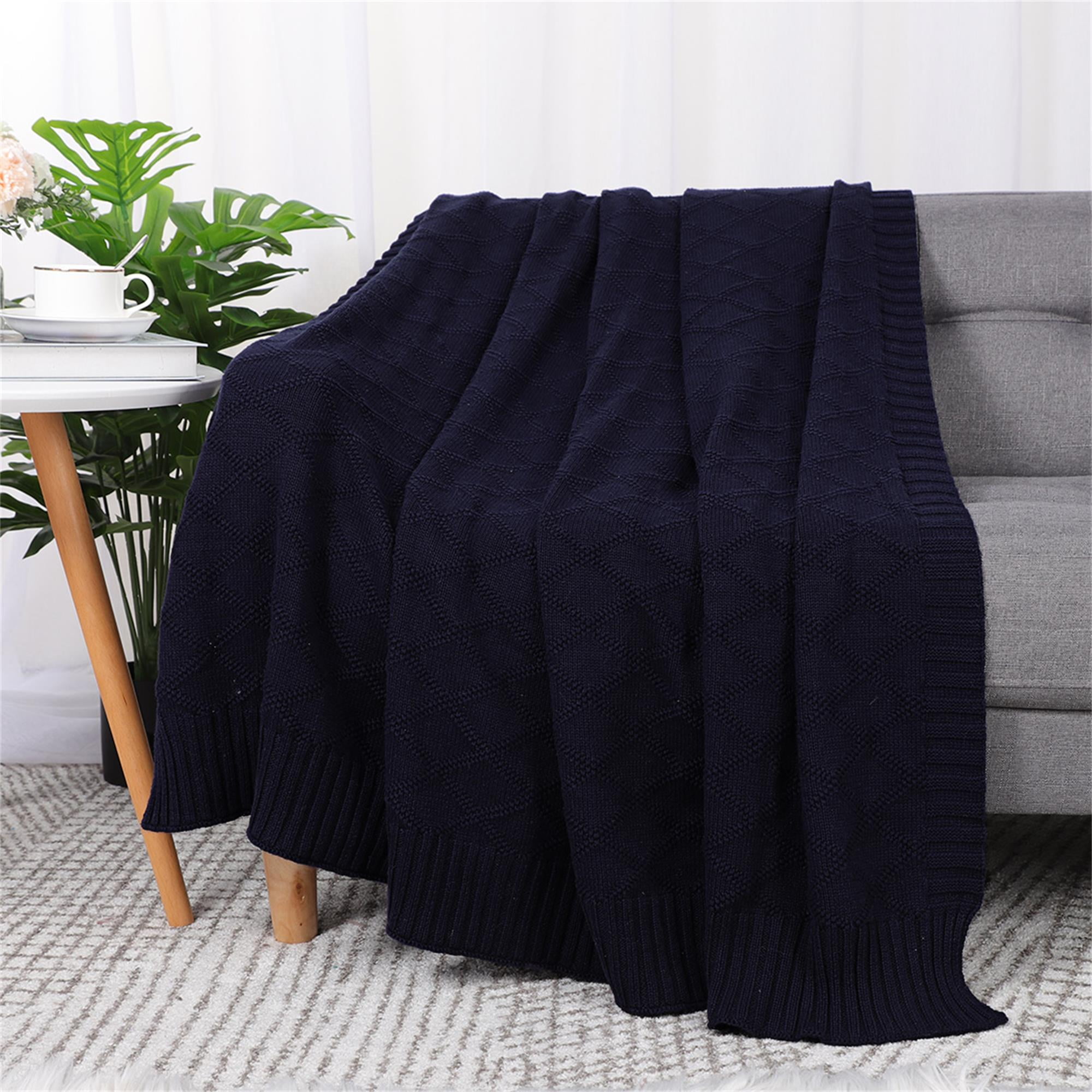 PiccoCasa Breathable Cotton Cable Knit Throw Blanket Lightweight ...