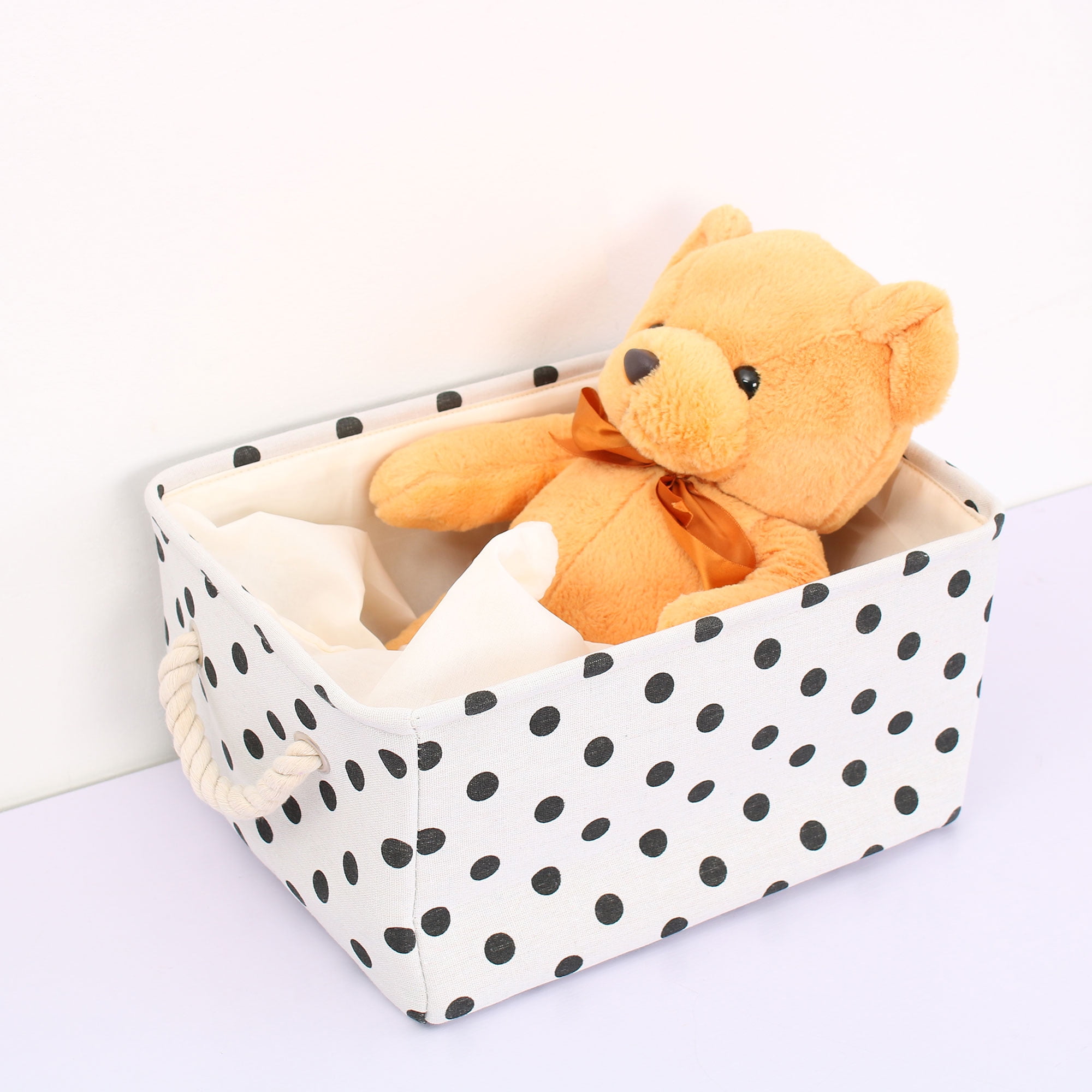 PiccoCasa Collapsible Storage Bin Basket with Drawstring, Black Circle ...