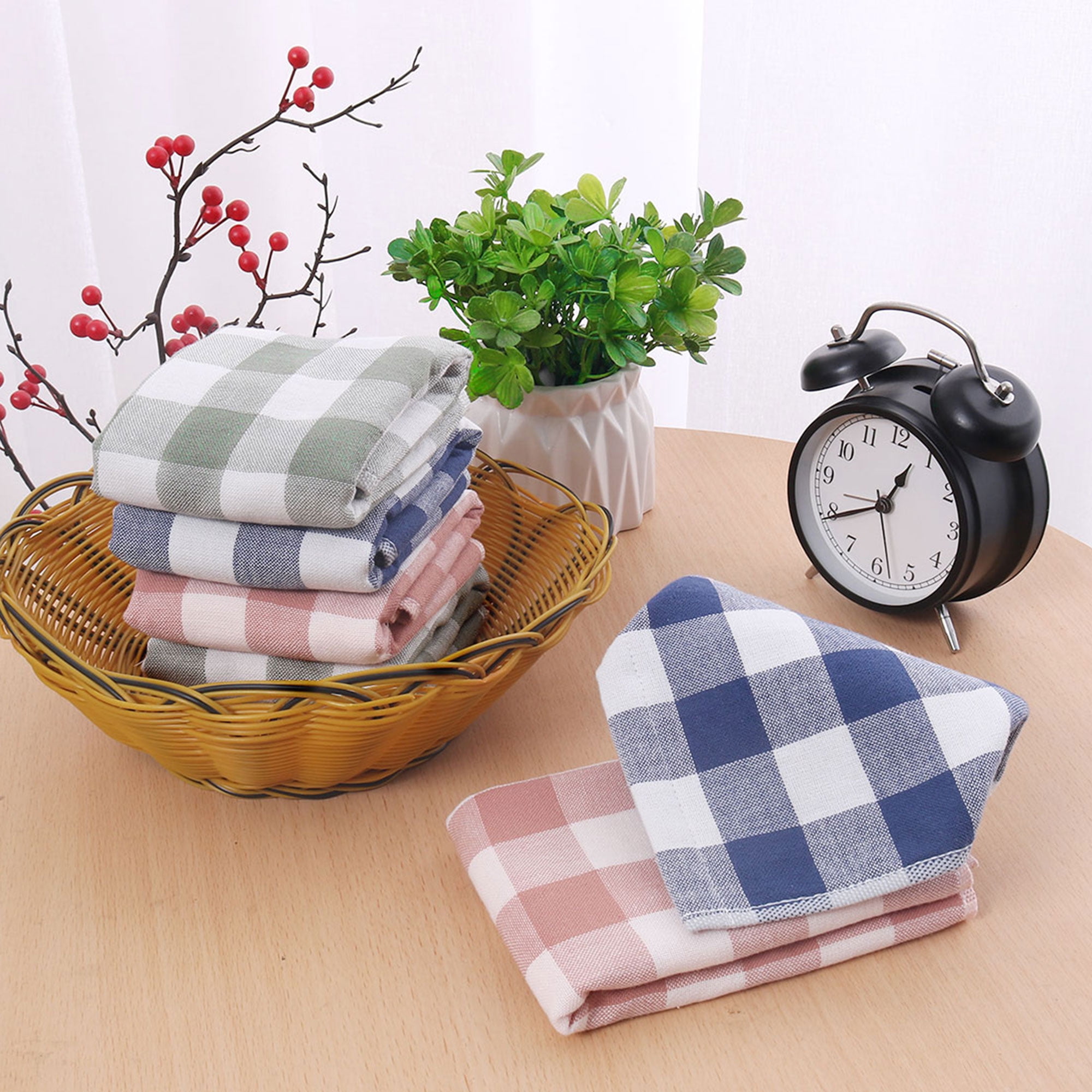 PiccoCasa Cotton Kitchen Tea Towel Set Lattice Pattern, 34x34cm, Mixed ...