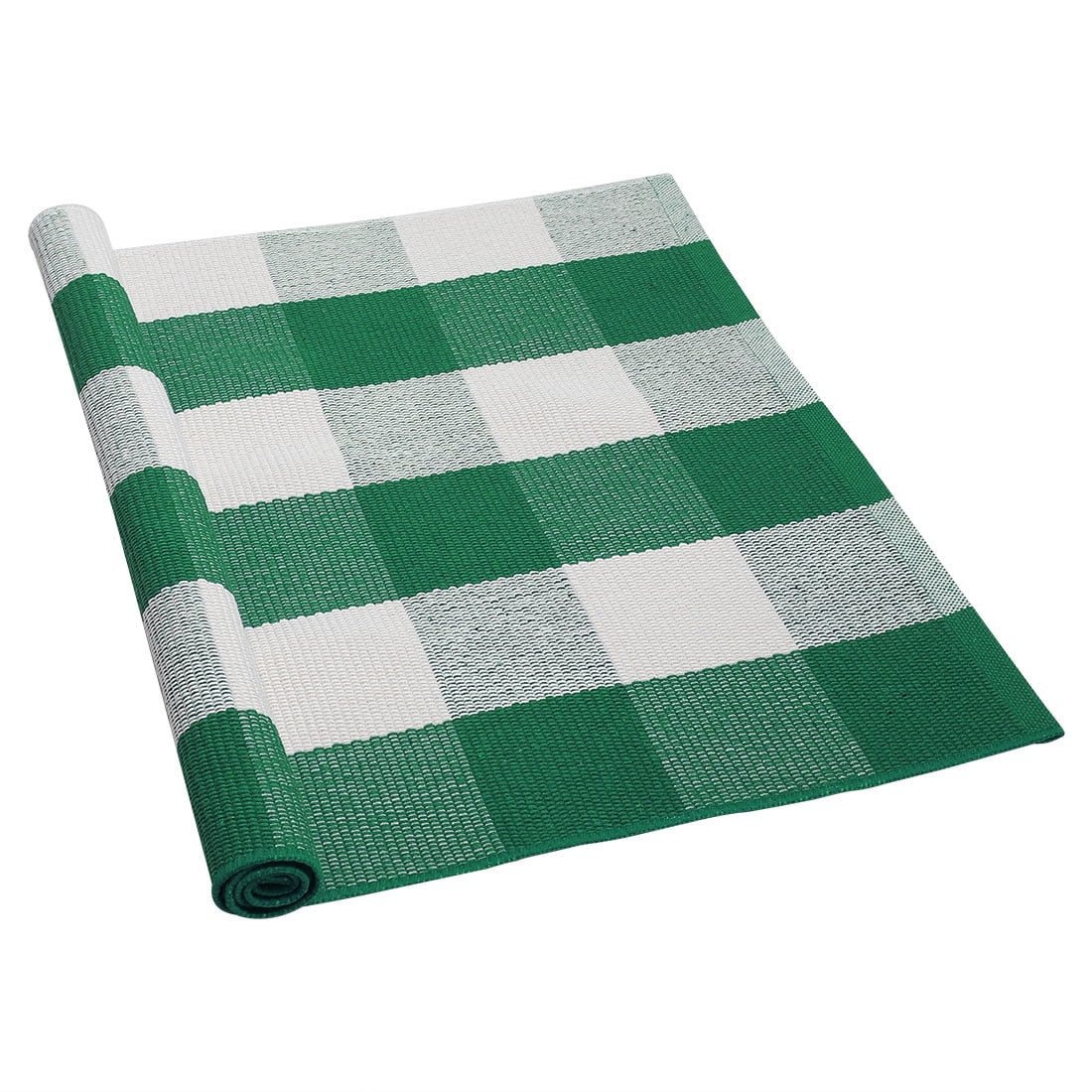 PiccoCasa Cotton Plaid Area Rug Checkered Rug for Porch, Green White 35 ...