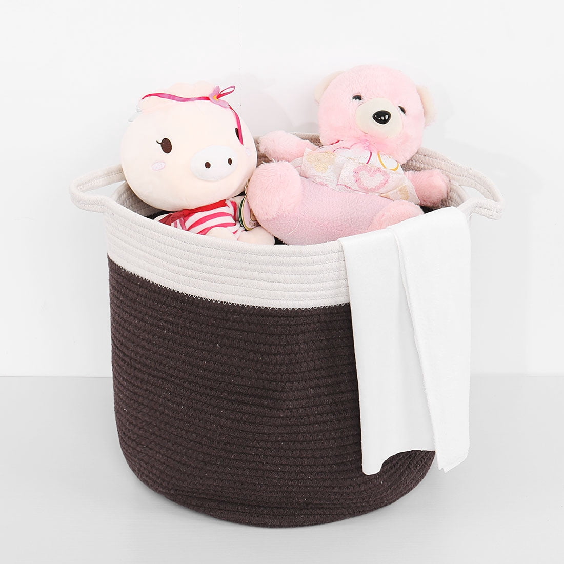 PiccoCasa Cotton Rope Storage Bins Baskets with Handles for Shelves ...
