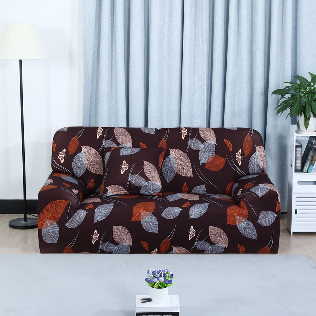 PiccoCasa Elastic Spandex Sofa Cover, Leaves Pattern Thicker Couch ...